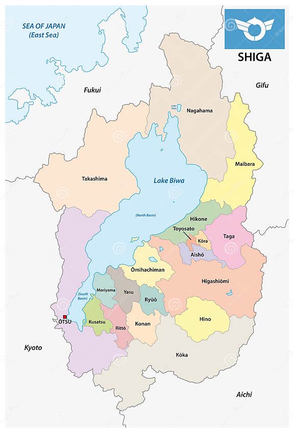 Administrative Vector Map of Shiga Prefecture, Kinki, Japan Stock ...