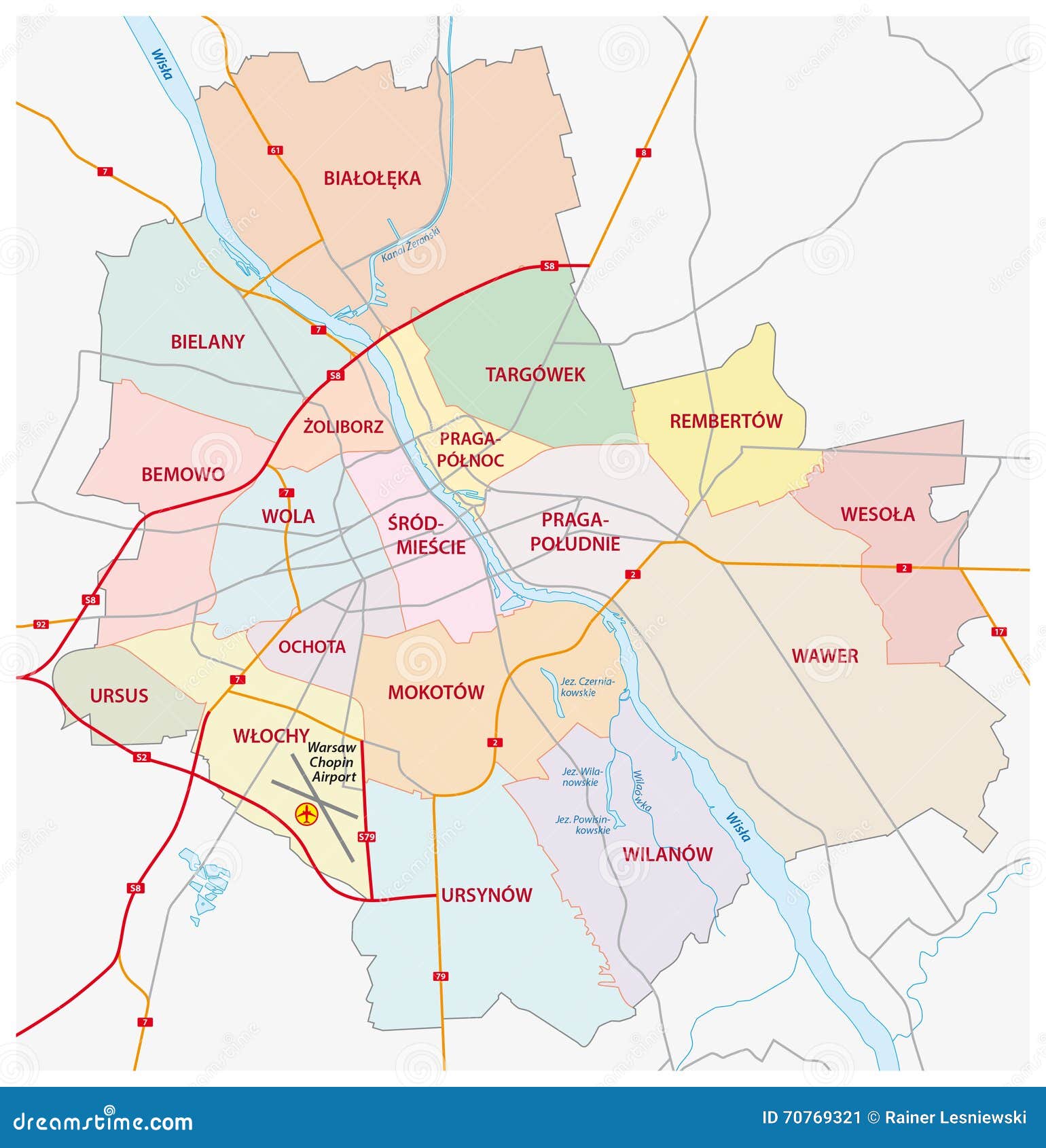 Administrativo E Mapa De Estradas Varsóvia Ilustração Stock ...