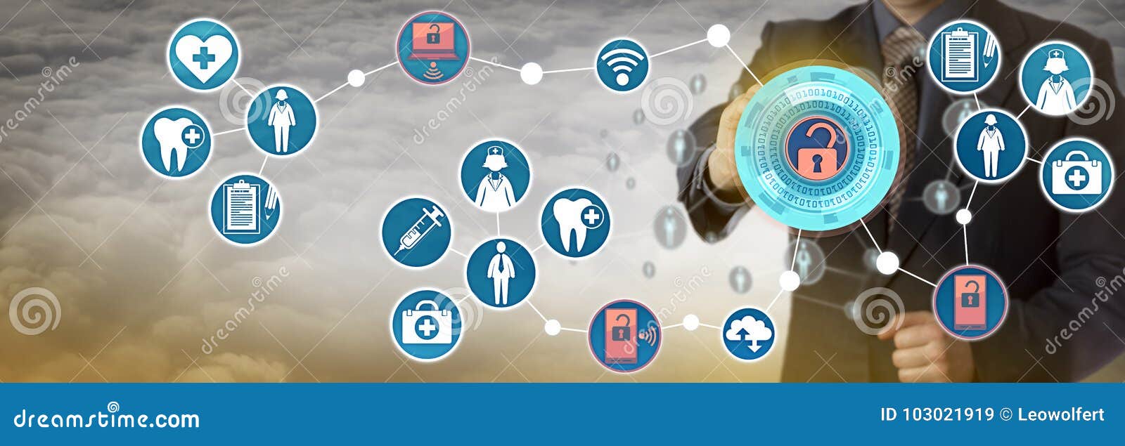 Administrator Accessing Patient Data Via Network Stock Image - Image of ...