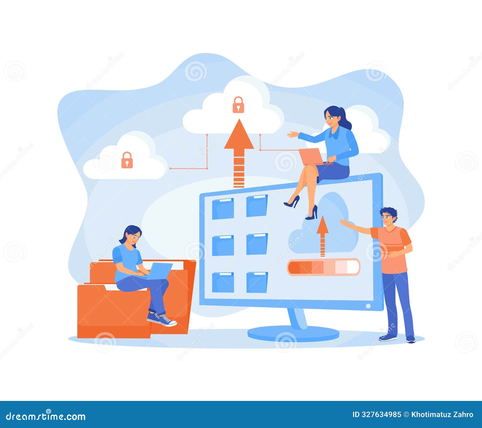 The Administrator and Developer Team Work on a Computer. Uses Cloud ...