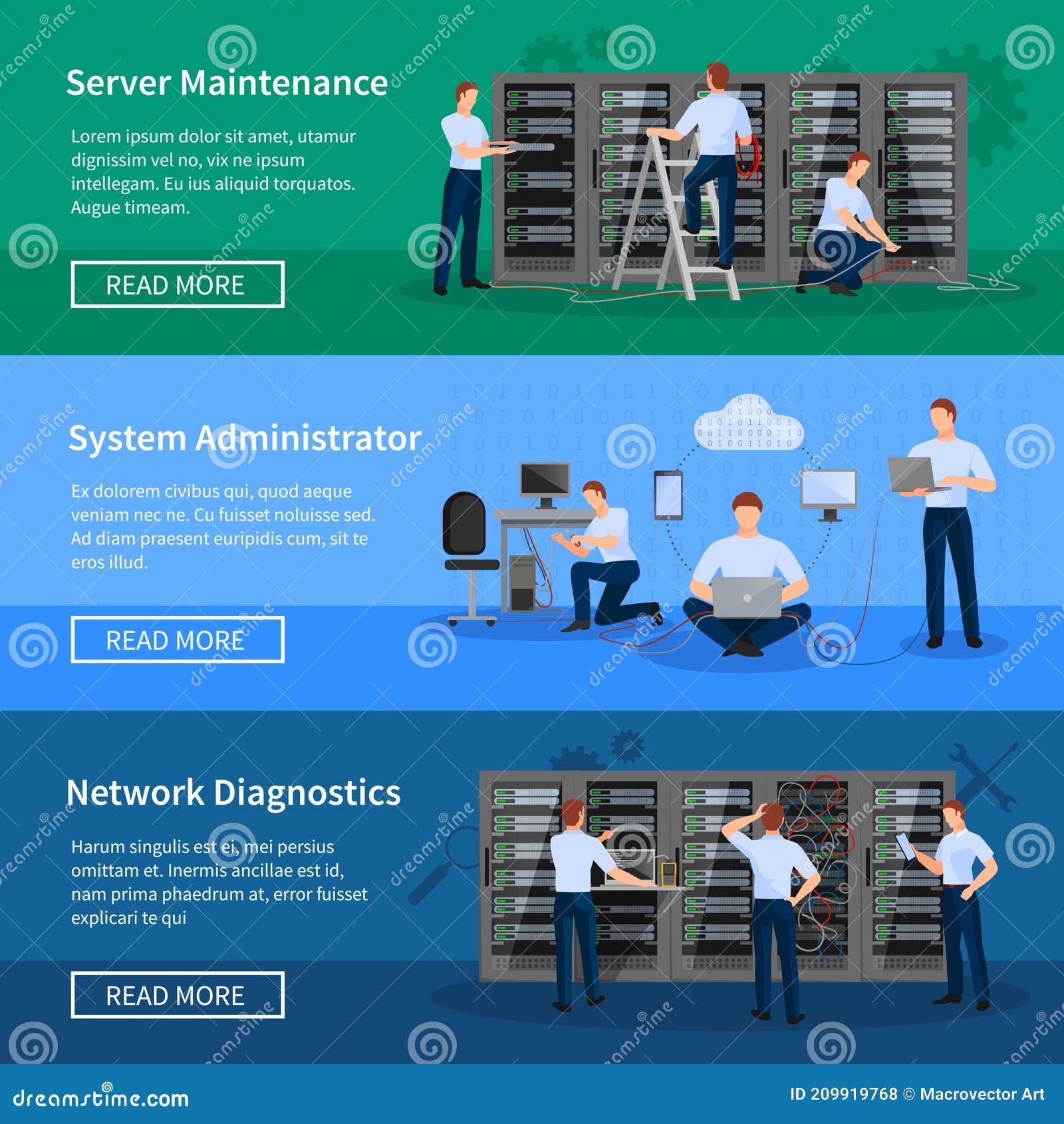 It Administrator Horizontal Banners Stock Vector - Illustration of ...