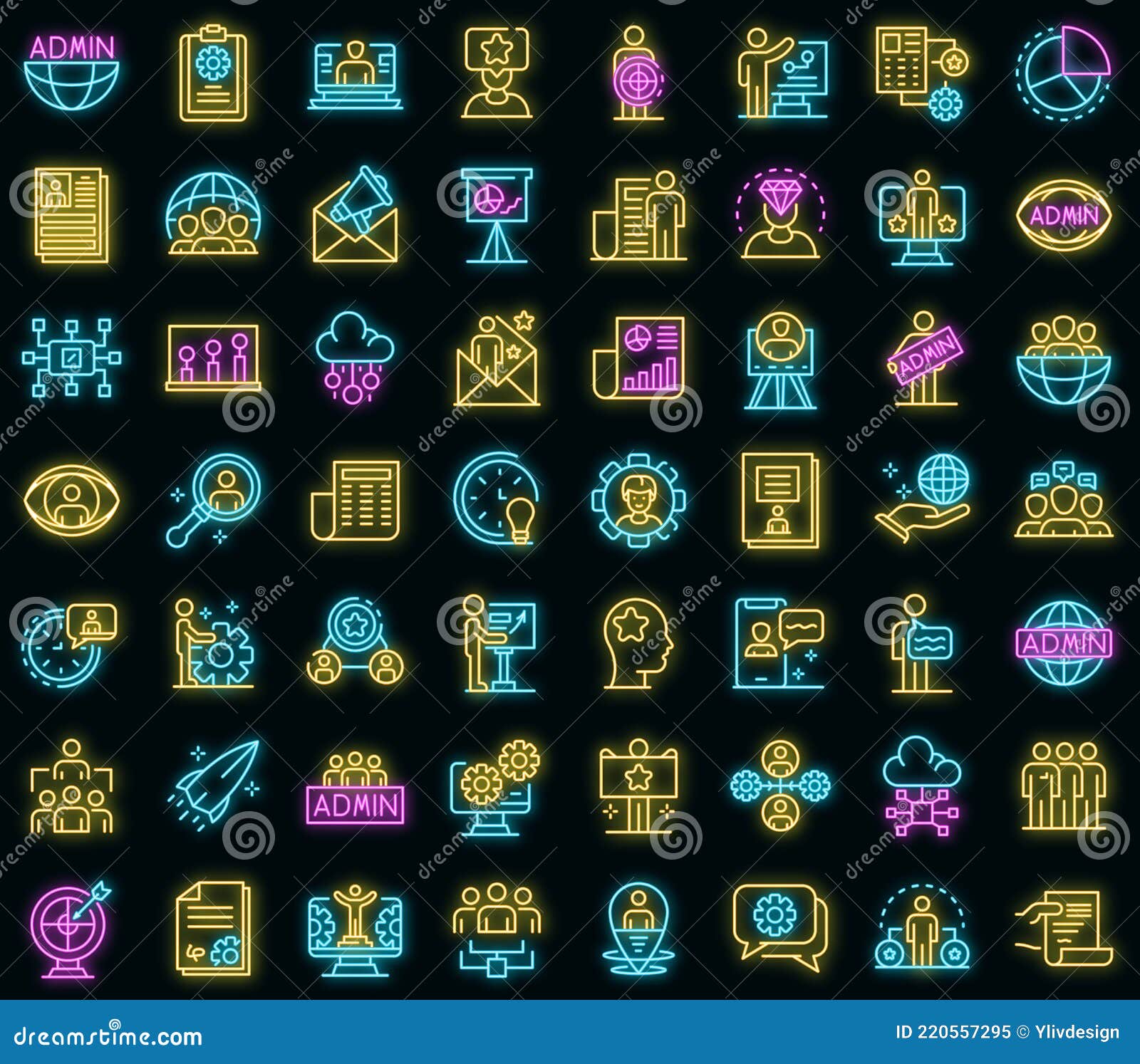 It Administrator Icons Set Vector Neon Stock Vector - Illustration of ...