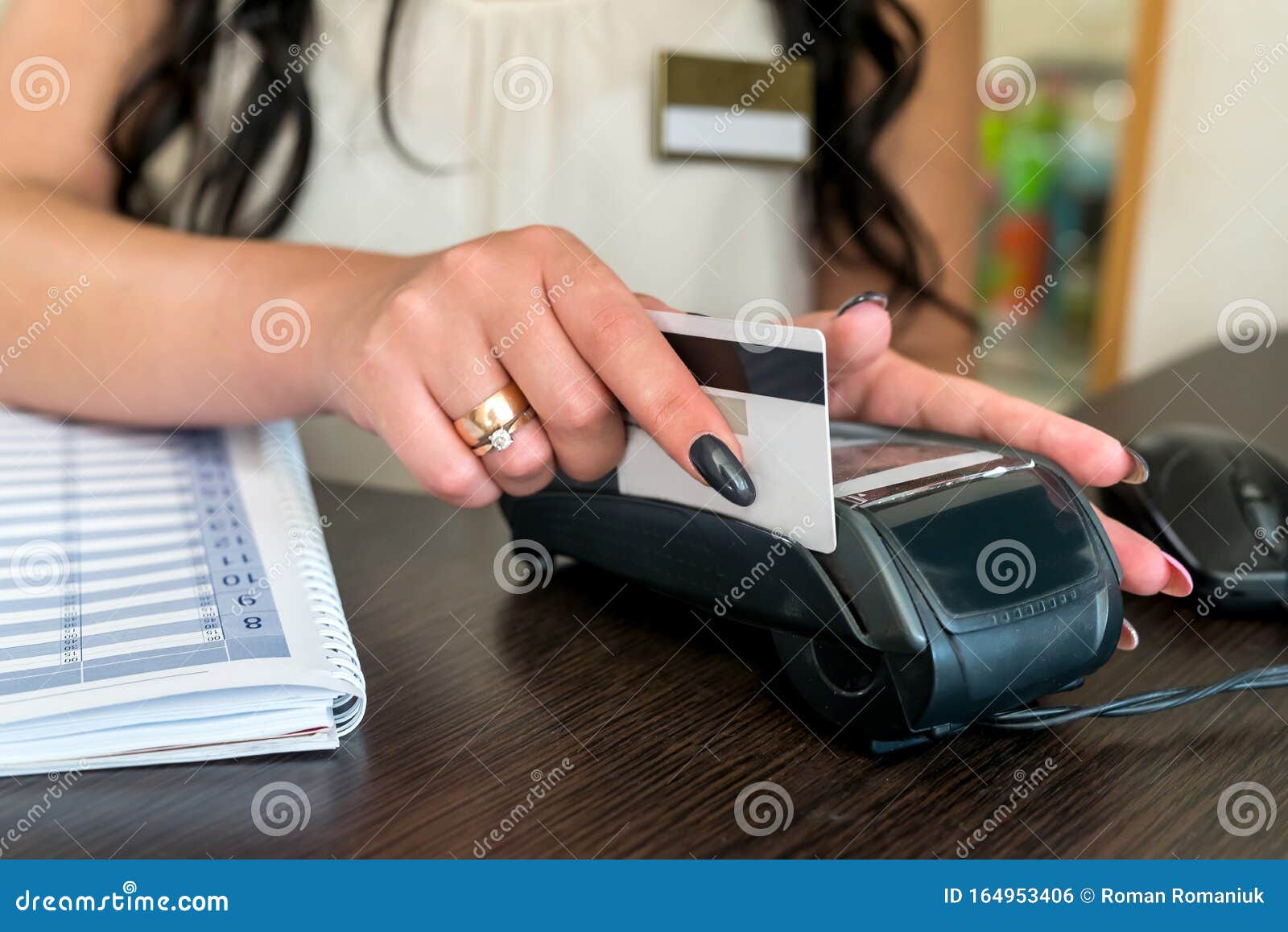 Administrator Making Payment with Credit Card and Terminal Stock Photo ...