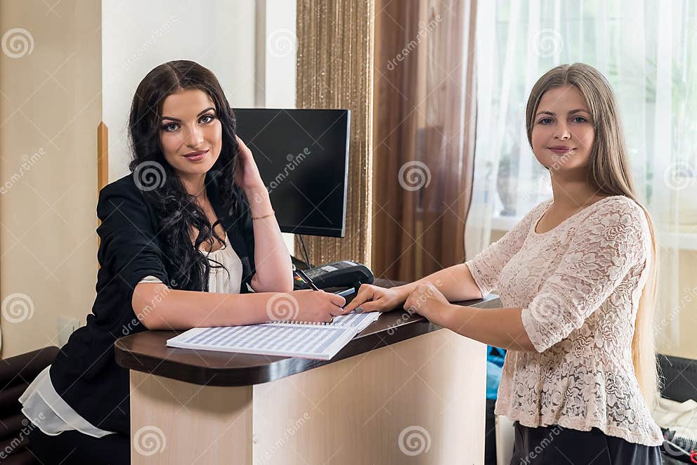 Administrator Planning Next Visit for Client in Schedule Stock Photo ...