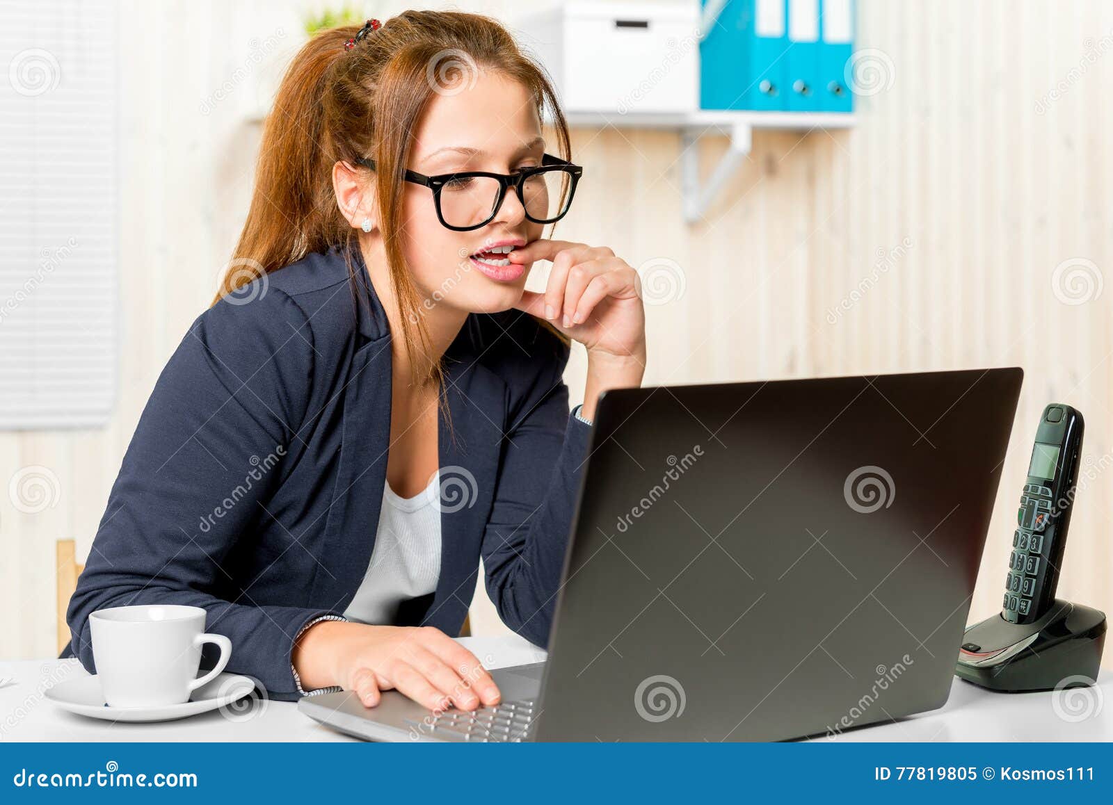 The Administrator Runs the Internet on a Laptop in the Office Stock ...