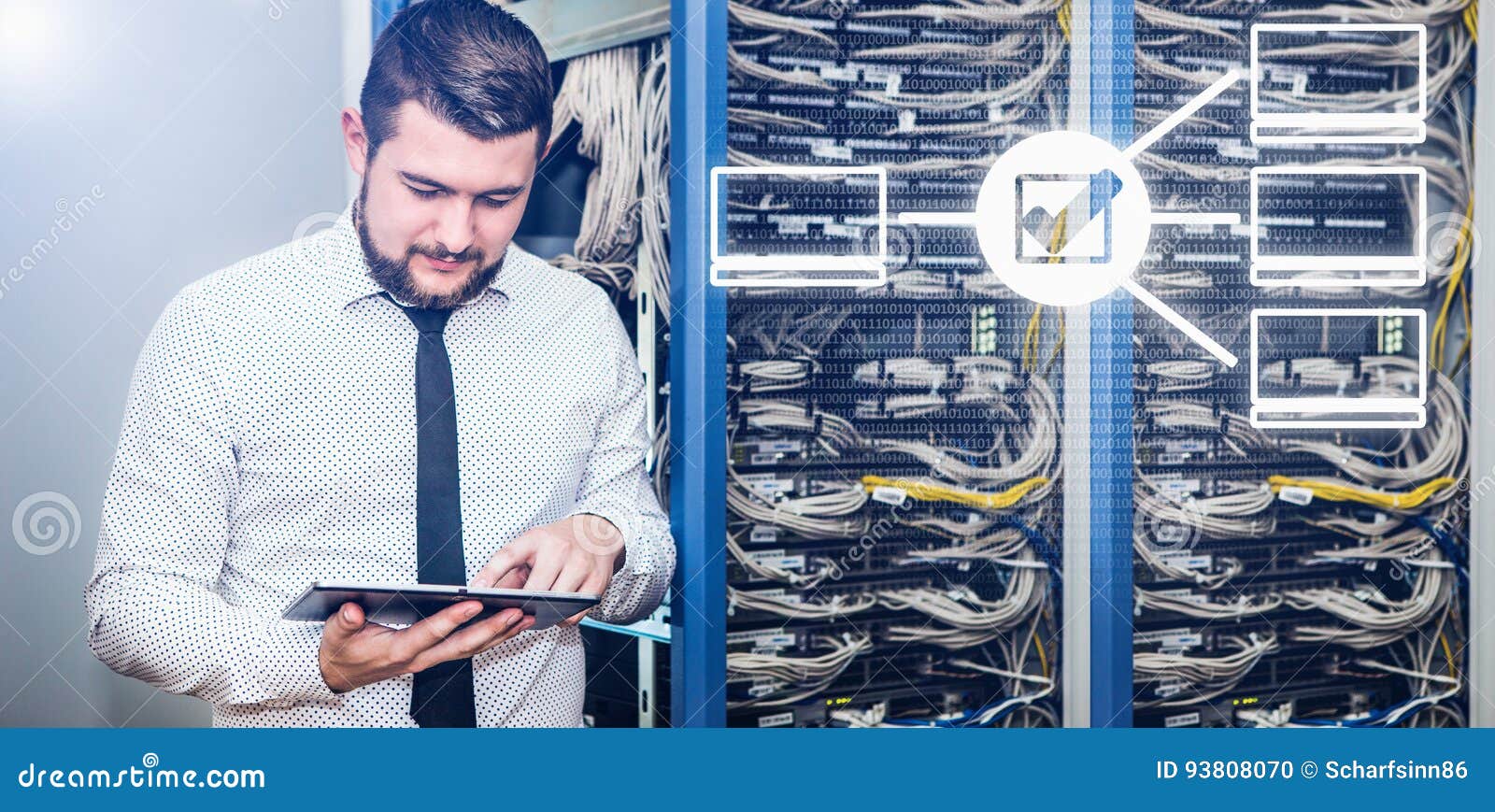 It Administrator at the Server Stock Photo - Image of blue, computer ...