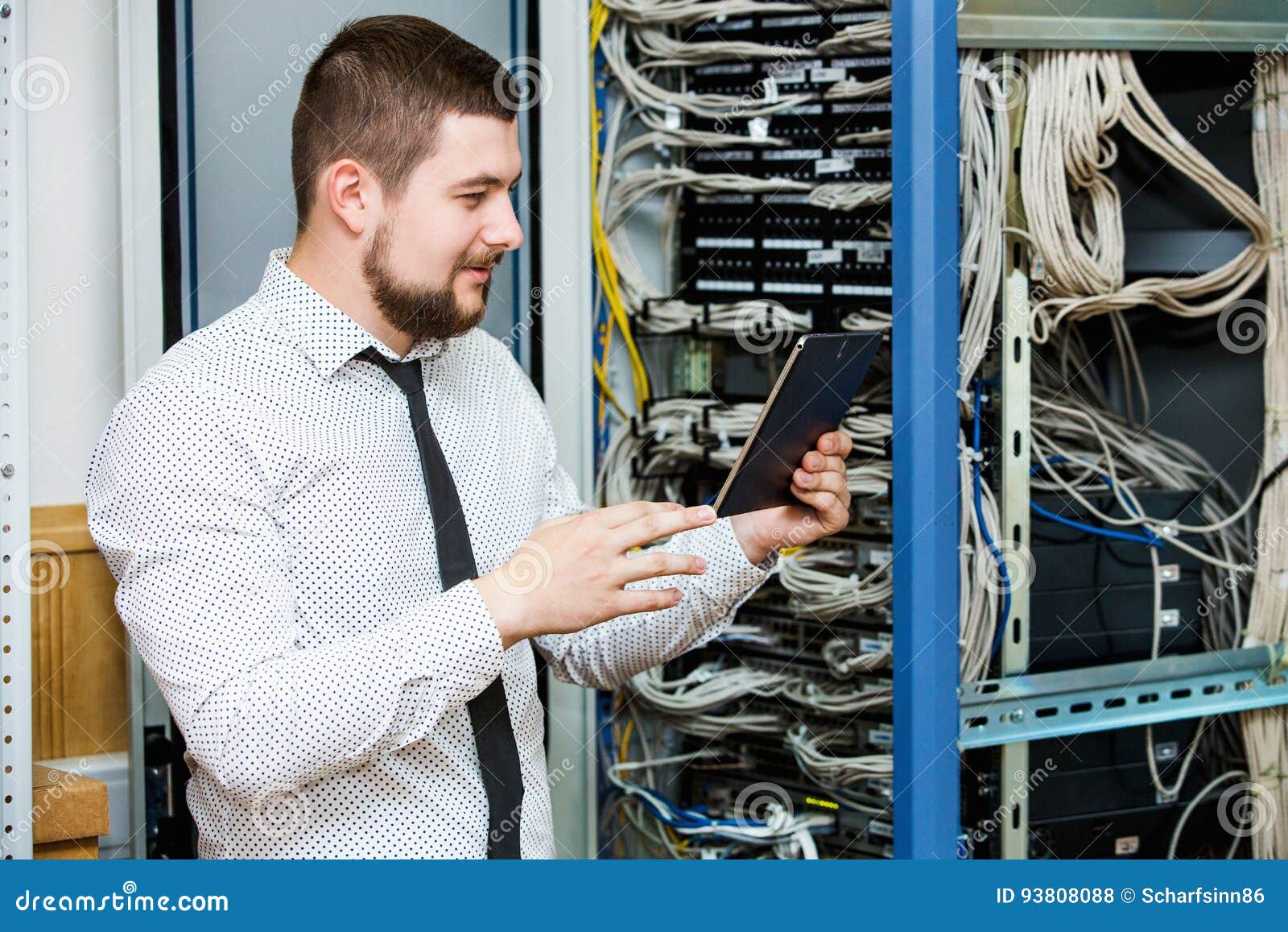 It Administrator at the Server Stock Photo - Image of cluster, cloud ...