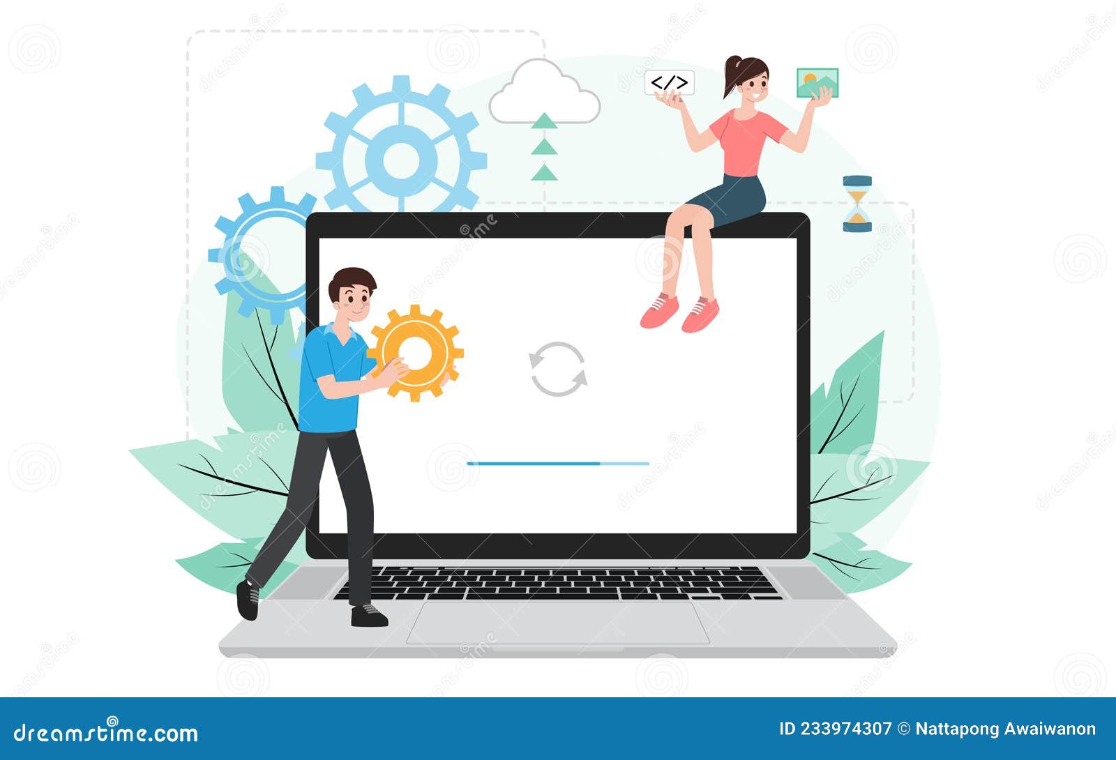 It Administrator with Software Upgrade Process on Laptop. Digital ...