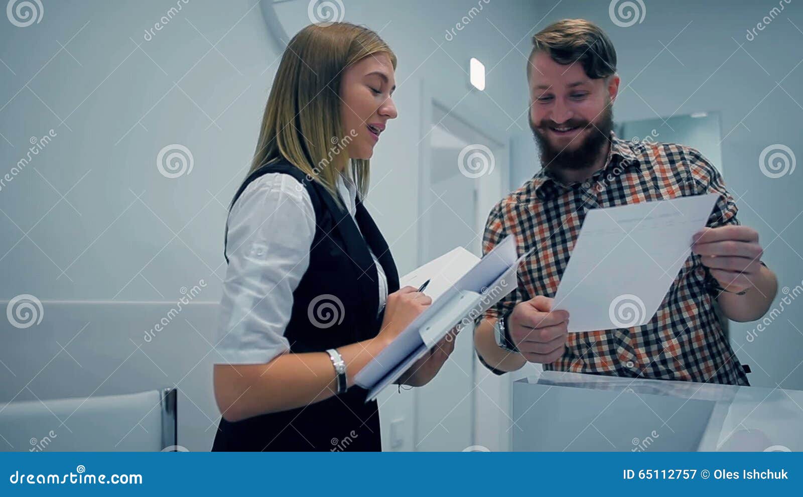 Administrator Tells How To Fill in Questionnaire Stock Video - Video of ...