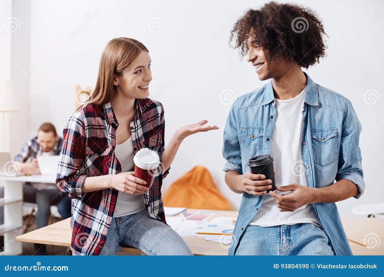 Admirable Attractive Lady Talking about Something Interesting Stock ...