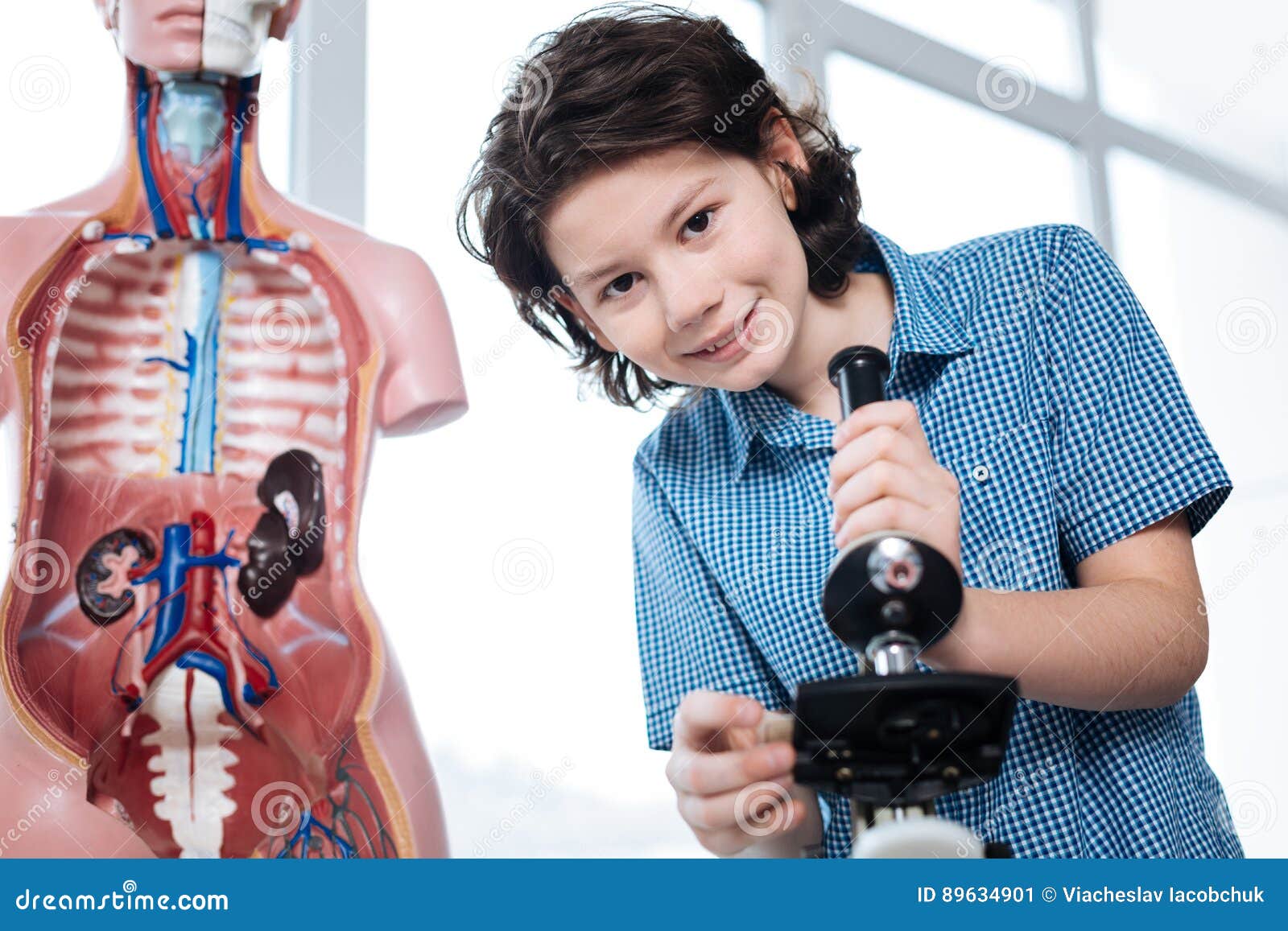 Admirable Young Scientist Setting Up a Microscope Stock Image - Image ...