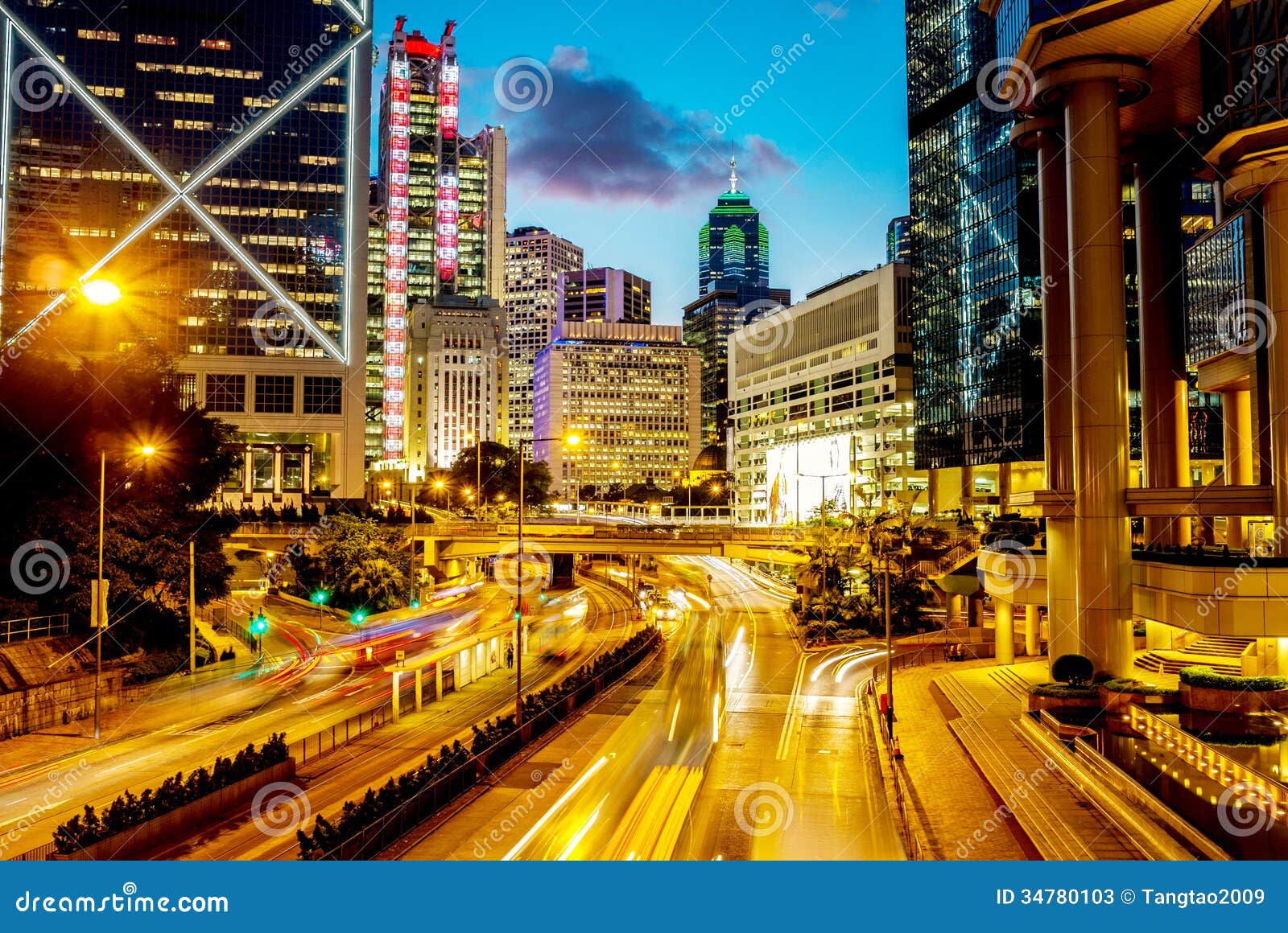 Night view of Hong Kong stock image. Image of long, building - 34780103