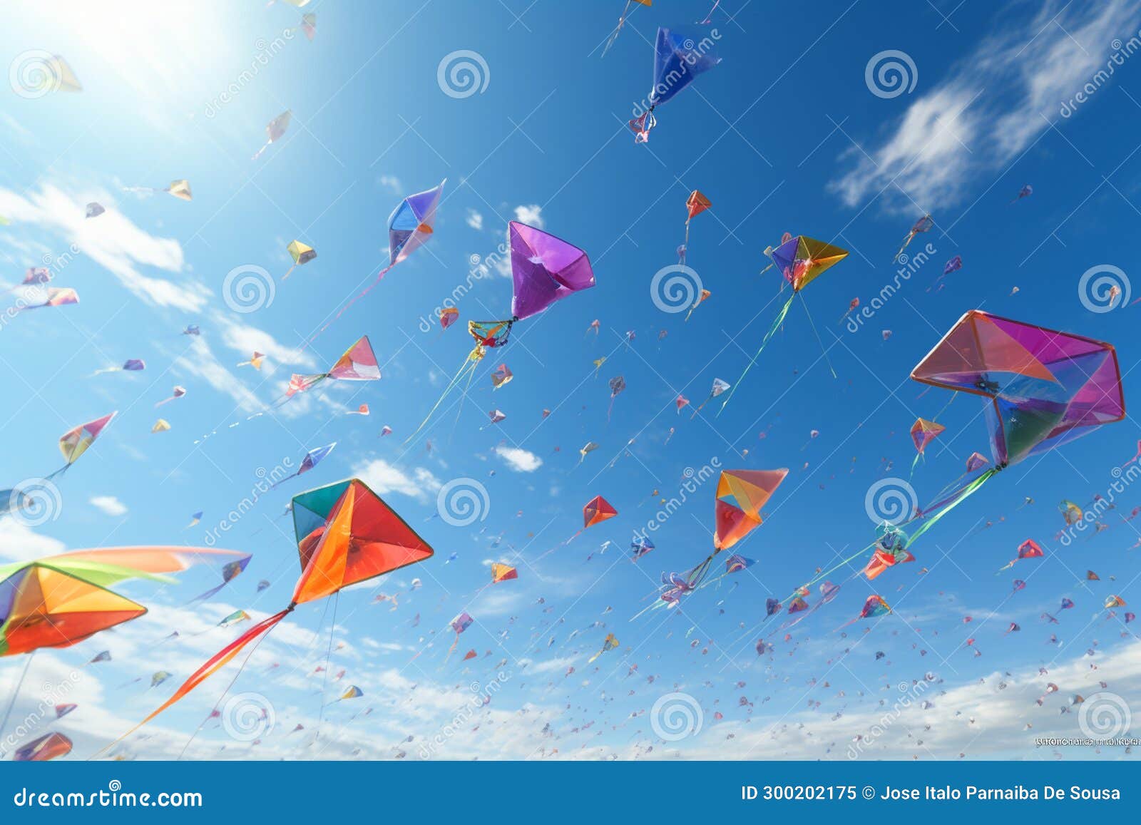 Admire a Fleet of Colorful Kites Shaped Like Stock Illustration ...