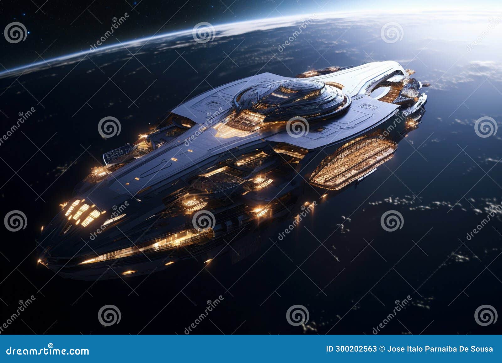Admire The Futuristic Elegance Of A Space Cruise Royalty-Free Stock ...