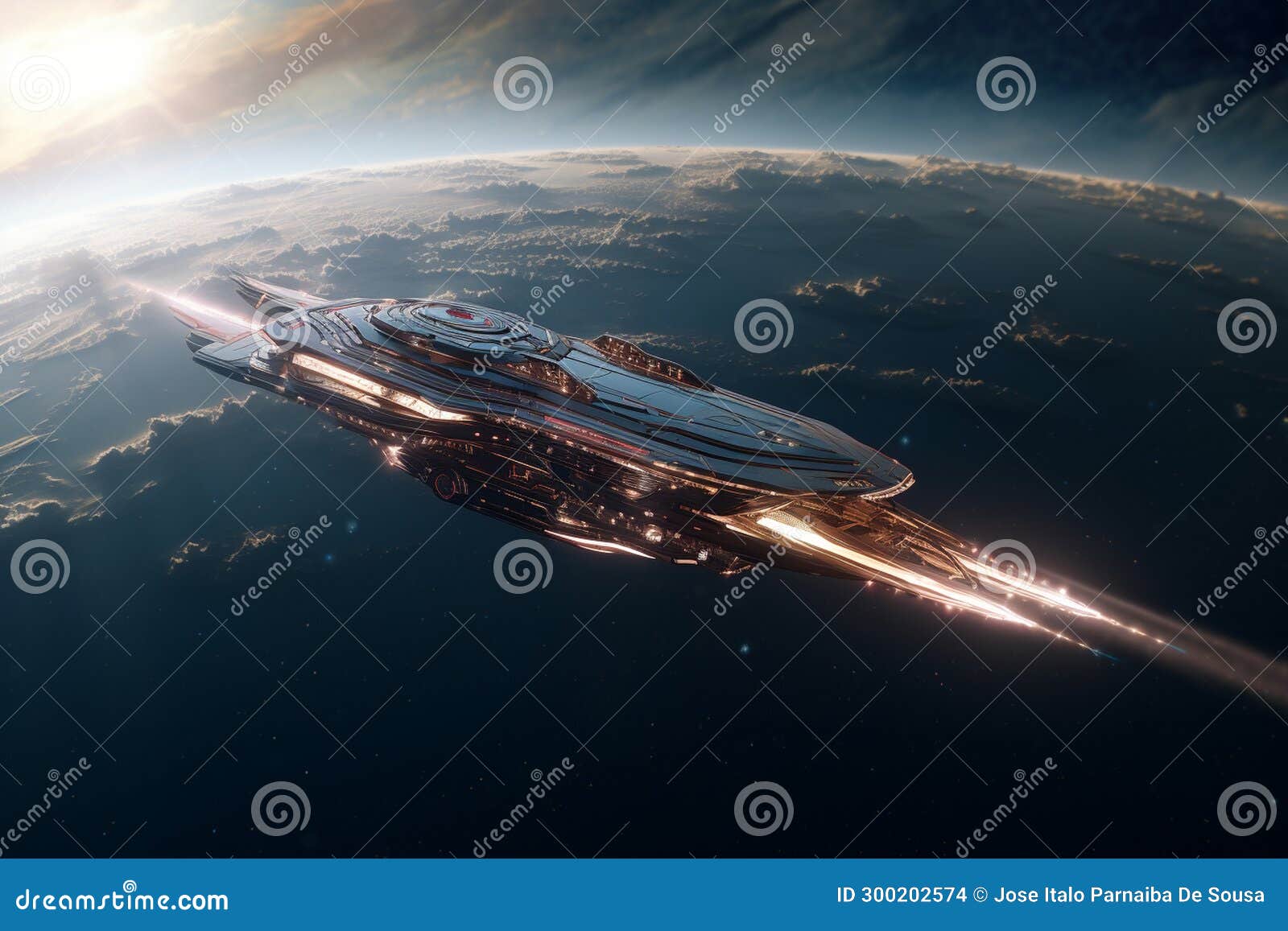 Admire the Futuristic Elegance of a Space Cruise Stock Illustration ...