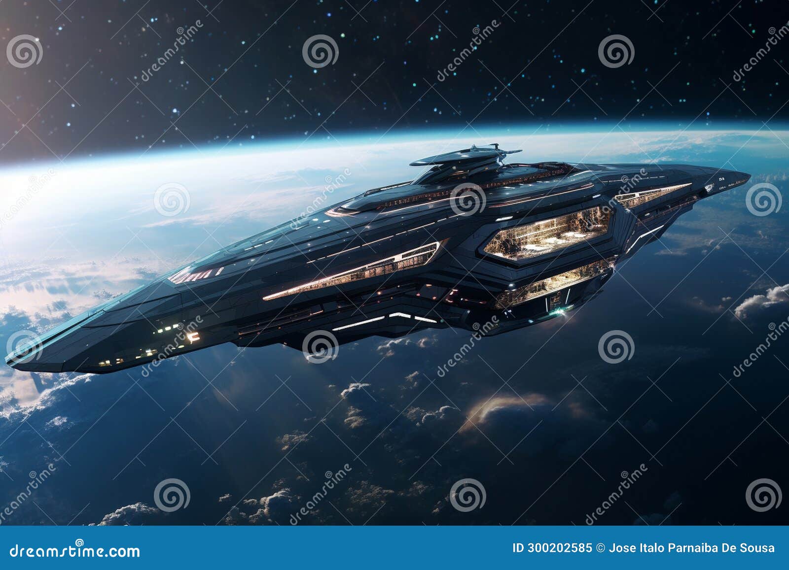 Admire The Futuristic Elegance Of A Space Cruise Stock Photography ...