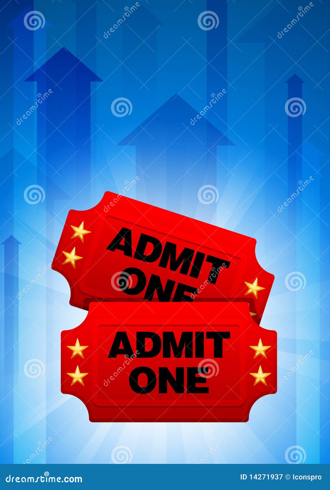 Admission Tickets on Blue Arrow Background Stock Illustration ...