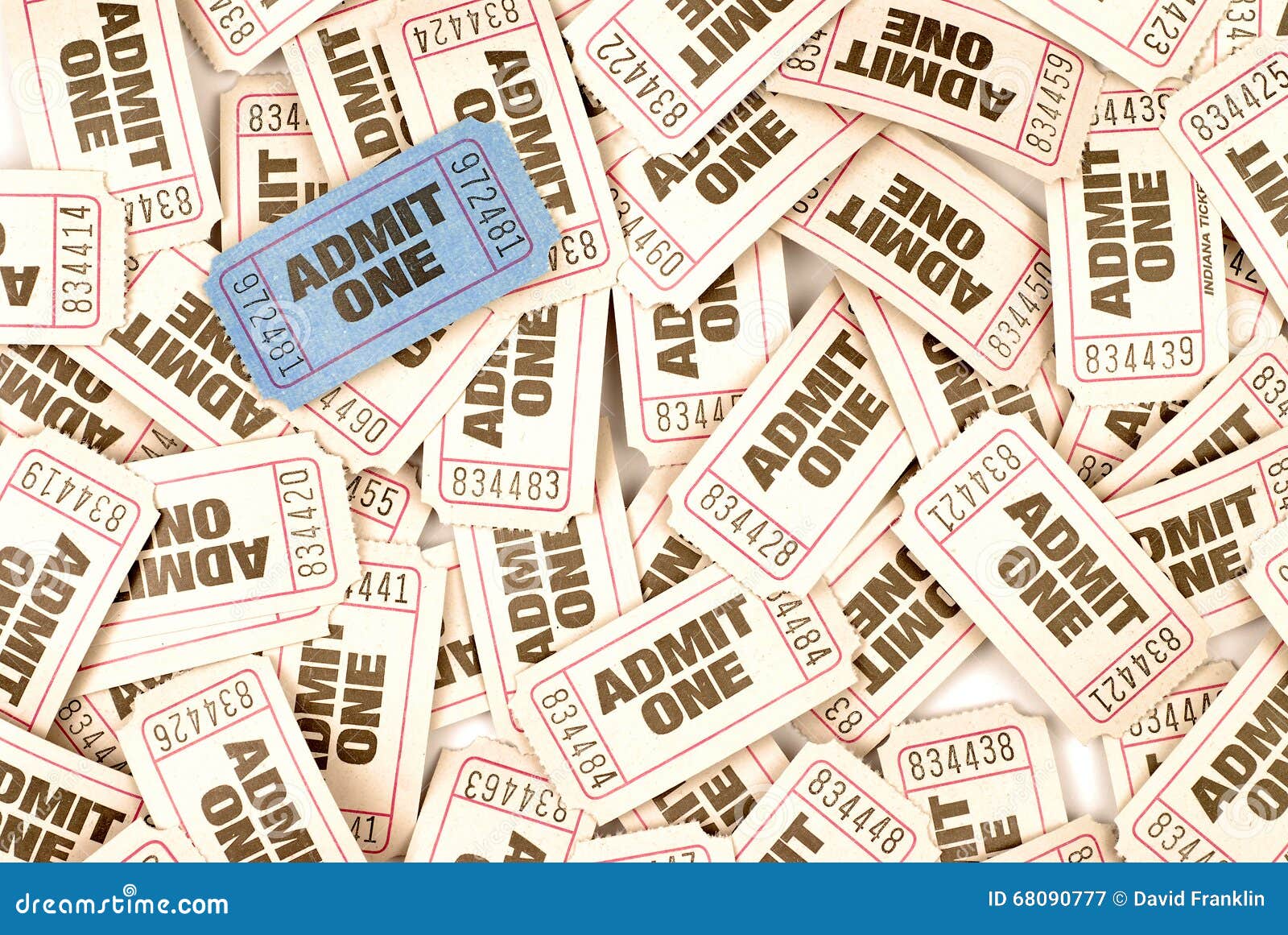 Admit One Cinema Ticket Background With One Unique Blue Ticket Stock ...
