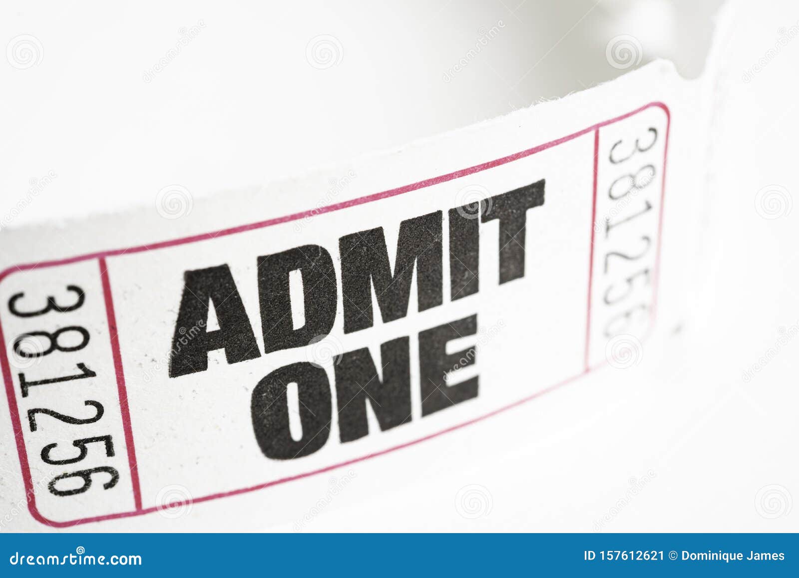 Admit One Paper Ticket stock image. Image of admittance - 157612621