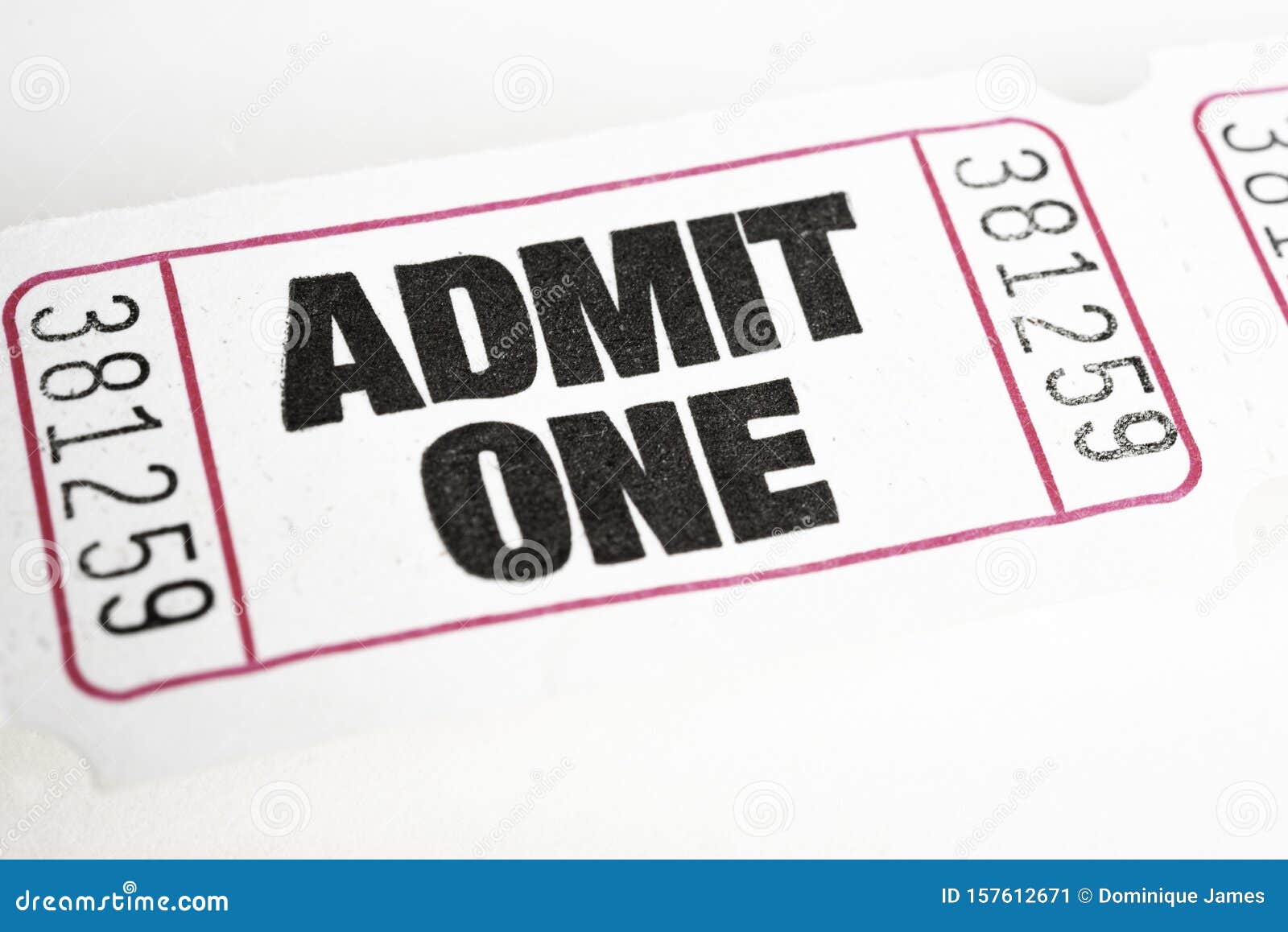 Admit One Paper Ticket stock image. Image of certificate - 157612671