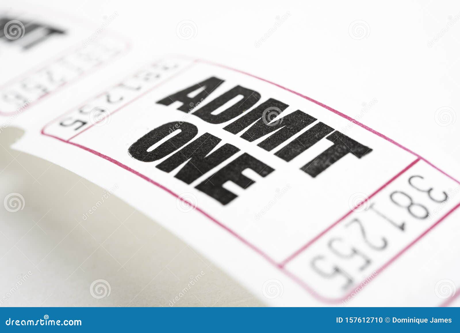 Admit One Paper Ticket stock photo. Image of entry, chit - 157612710