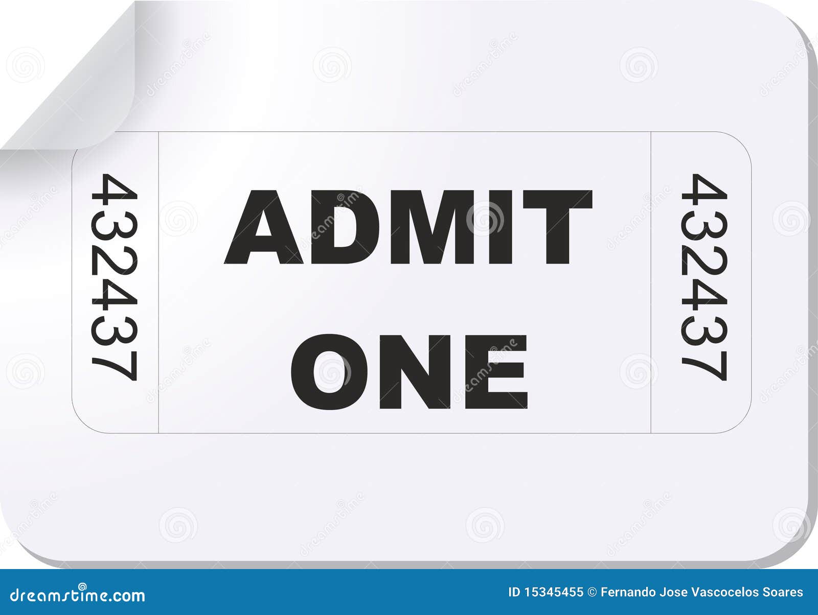 Admit one ticket stock vector. Illustration of isolated - 15345455