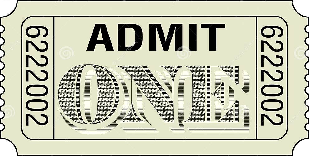 Admit one ticket stock vector. Illustration of copy, black - 7315284