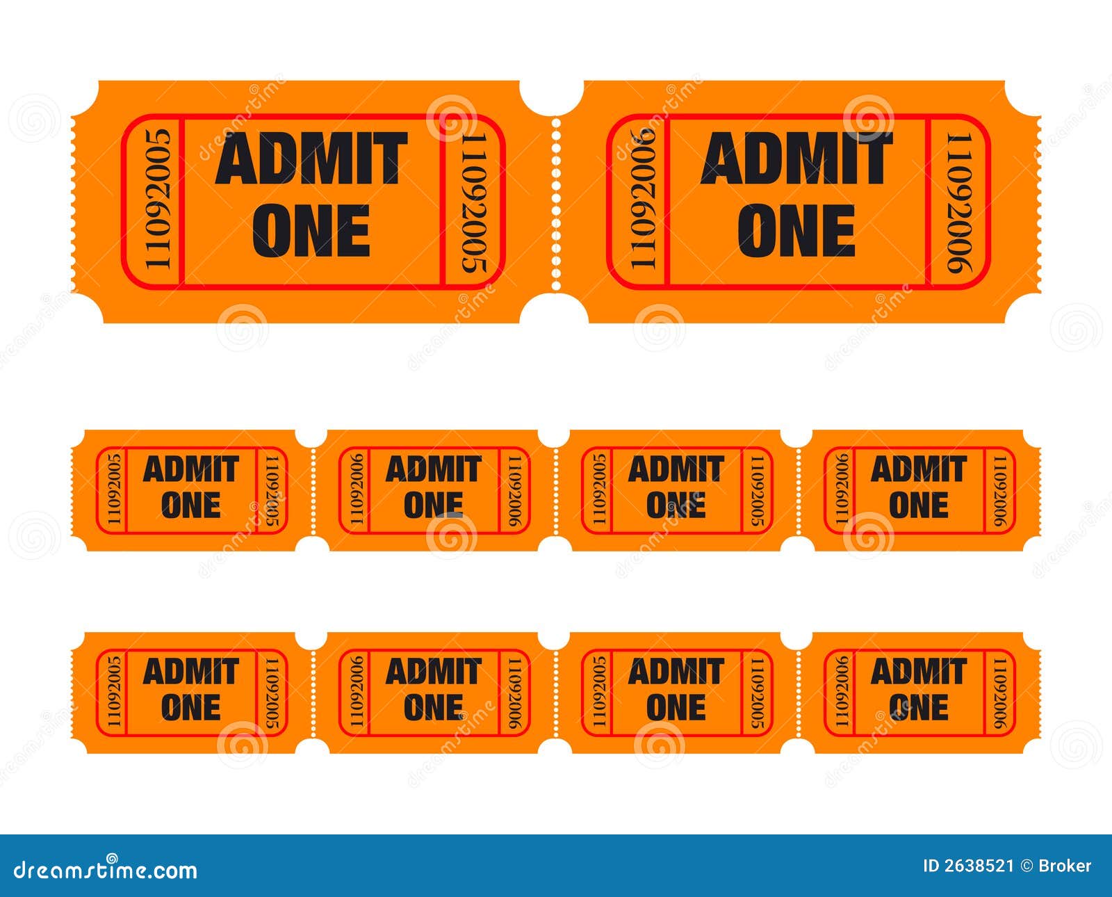 Admit one tickets stock vector. Illustration of pass, coupon - 2638521