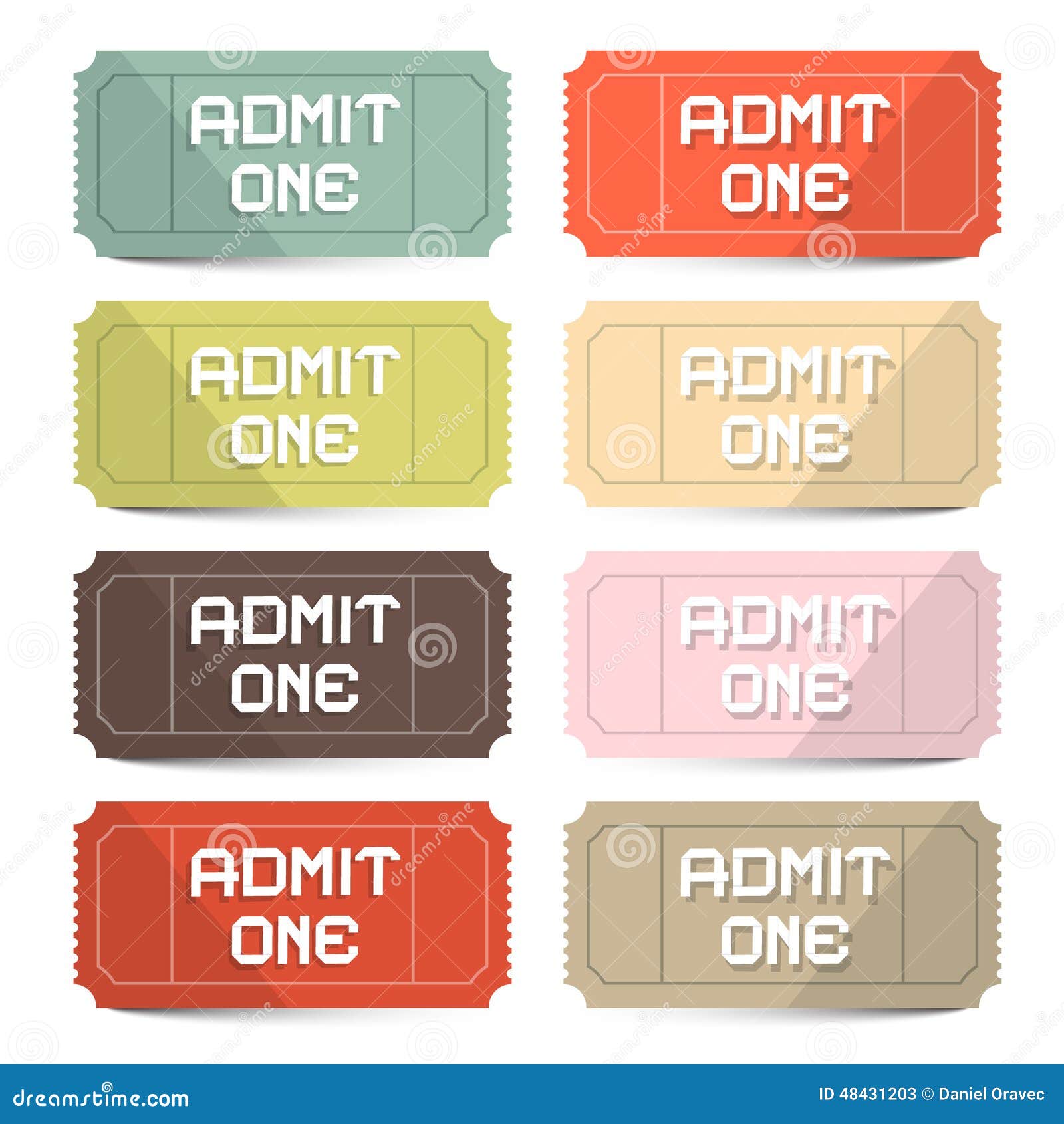 Admit One Tickets Retro Vector Set Stock Illustration - Illustration of ...
