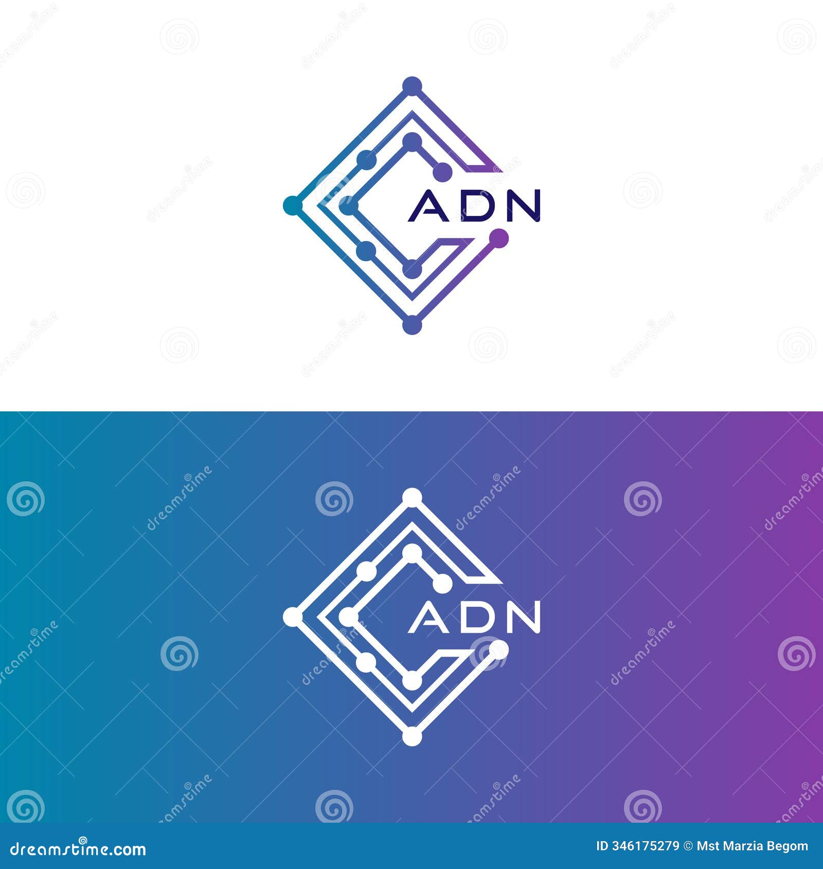 Adn Tech Initial Logo Design Icon for Technology, Digital, Tech ...