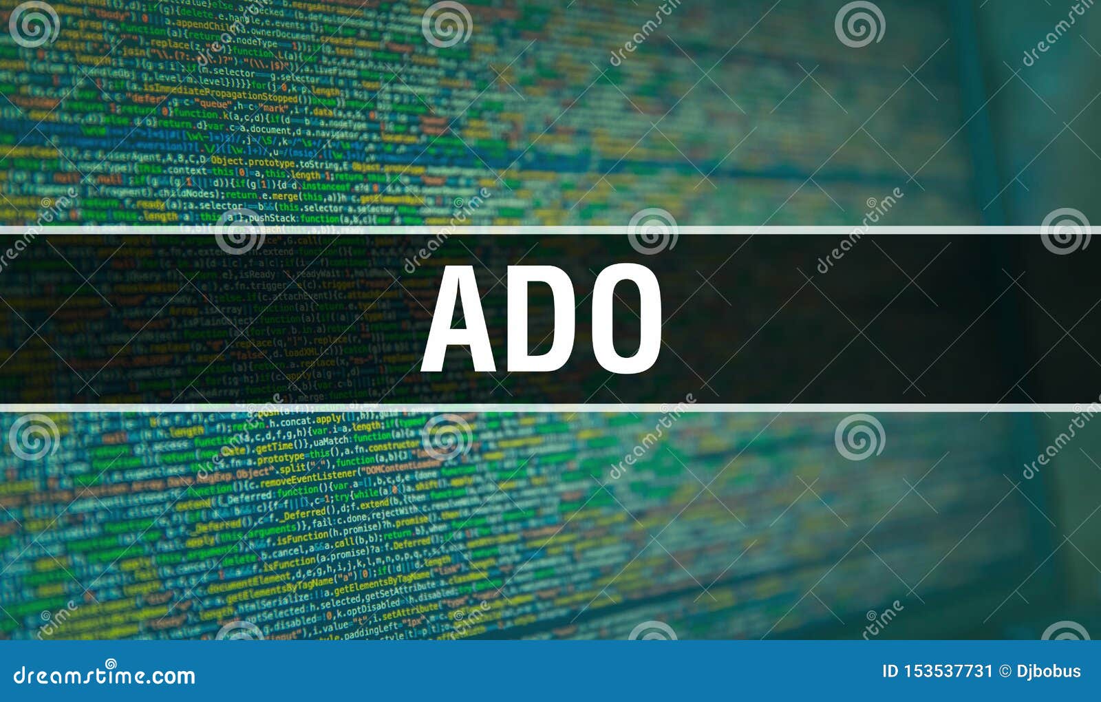 ADO With Binary Code Digital Technology Background. Abstract Background With Program Code And ...