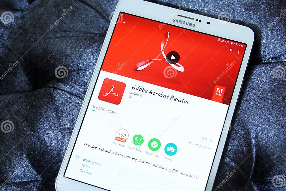 Adobe Acrobat Reader app editorial photo. Image of media - 89752381