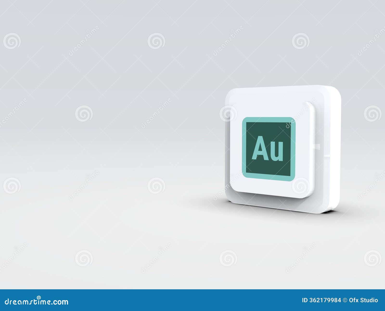 Adobe Audition App 3d Render, White Background Isolated Button Side ...