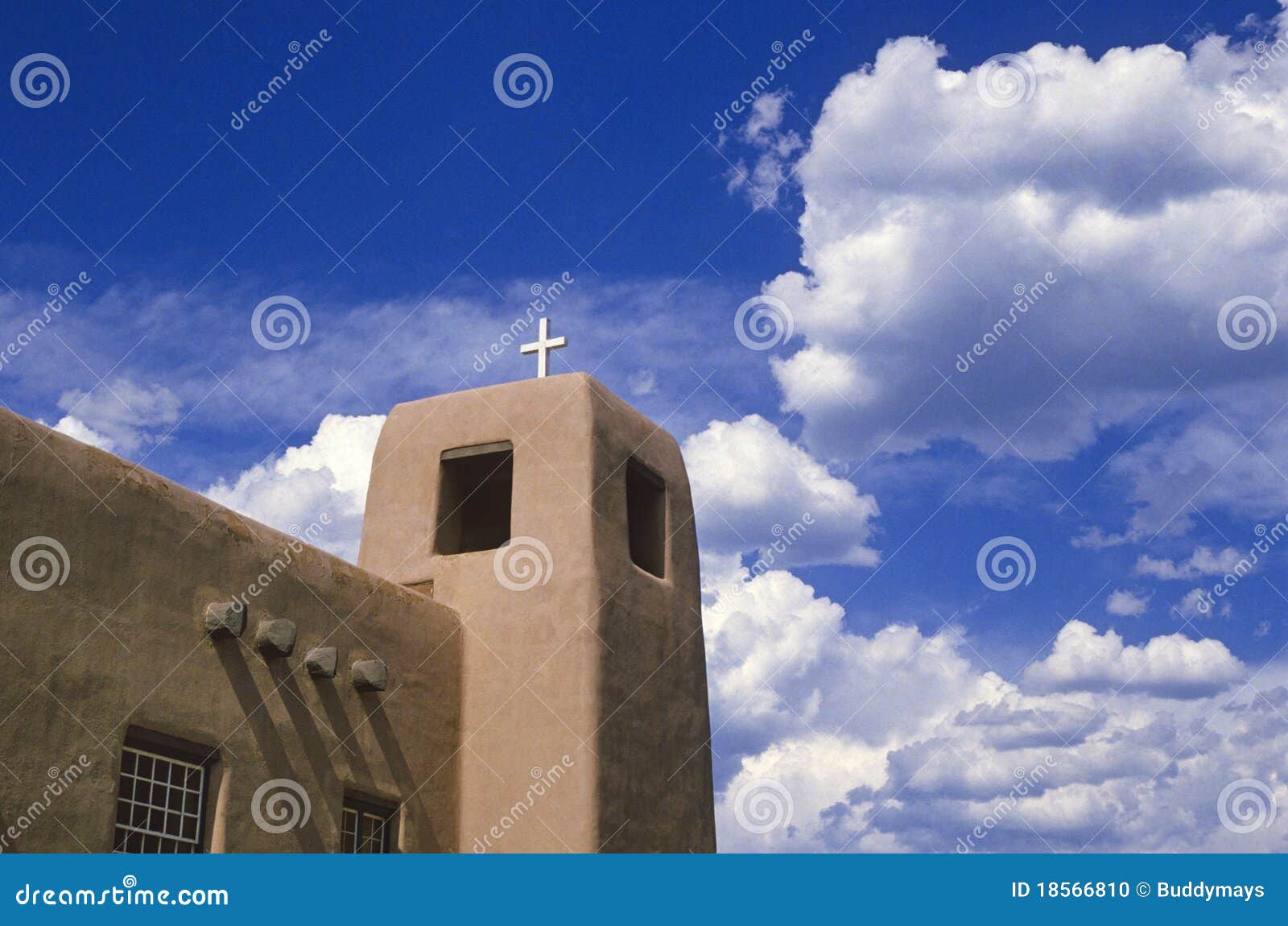 Adobe church and clouds stock photo. Image of wall, nimbus - 18566810