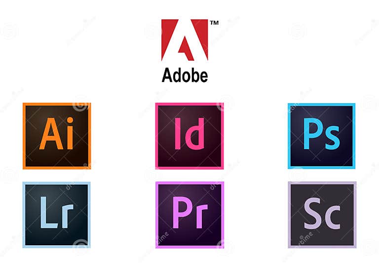 Adobe collection of logos editorial photo. Illustration of agency ...