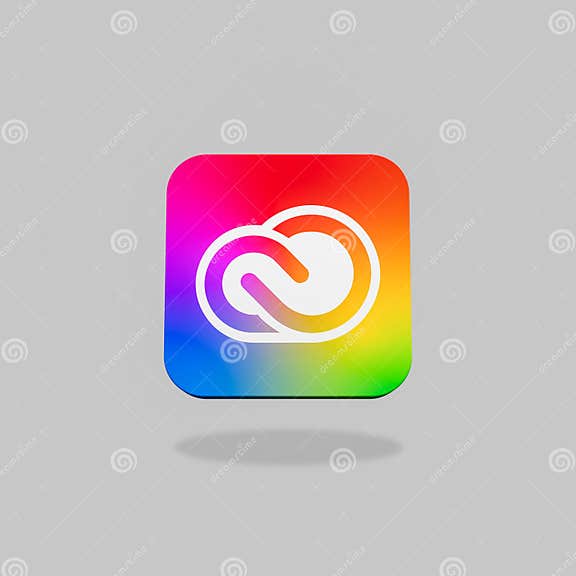 Adobe Creative Cloud App Icon on Flat Gray Background Editorial Stock ...