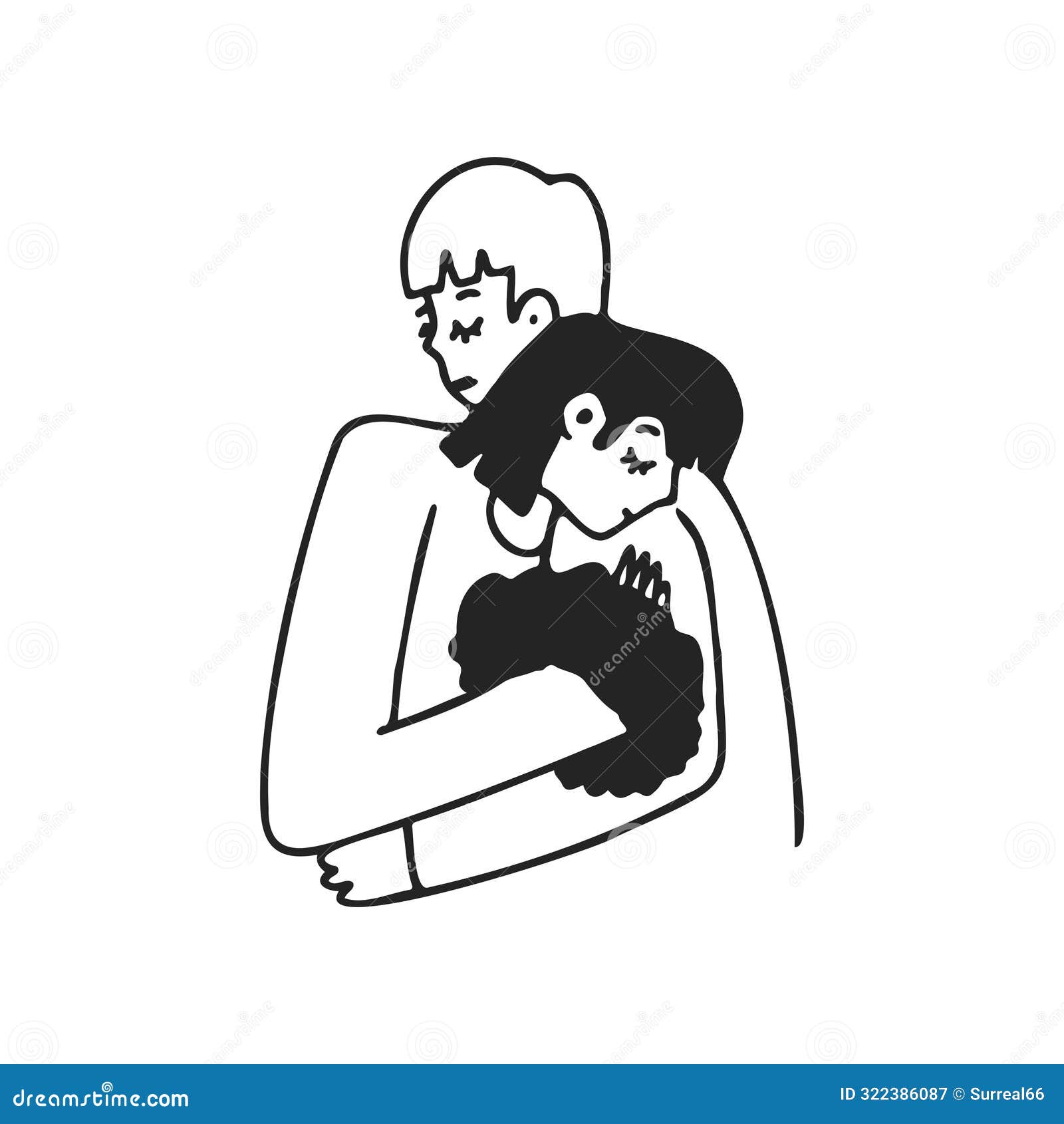 A Couple Hugging Sketch Isolated on White Background. Stock Vector ...