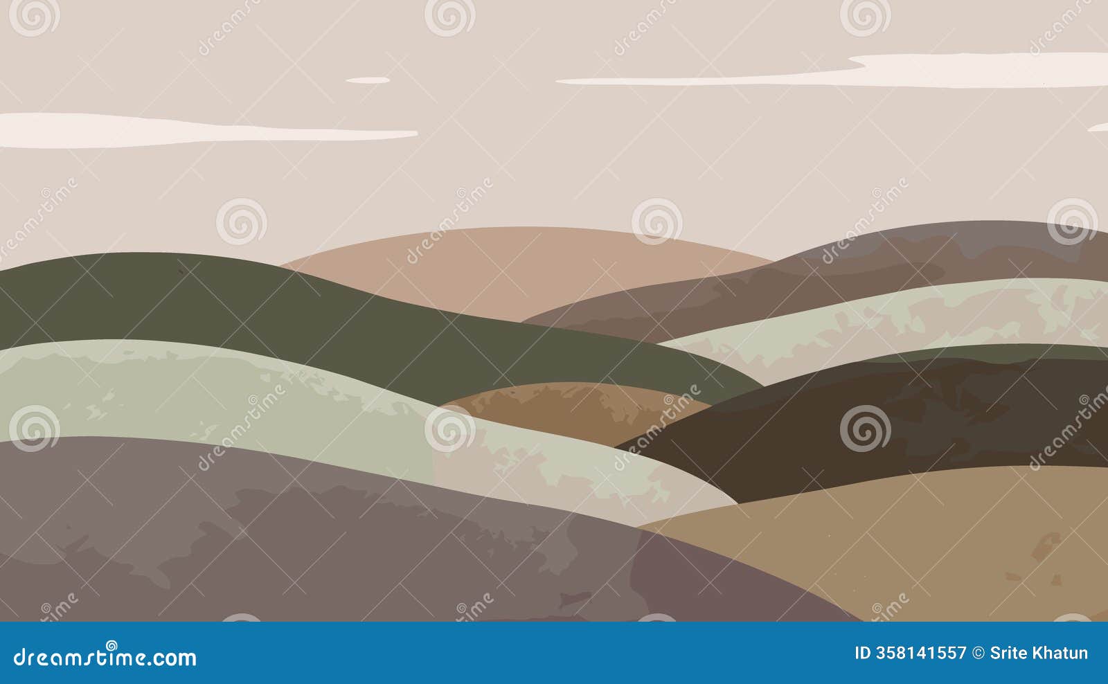 Abstract Earthy Landscape with Rolling Hills Stock Vector ...