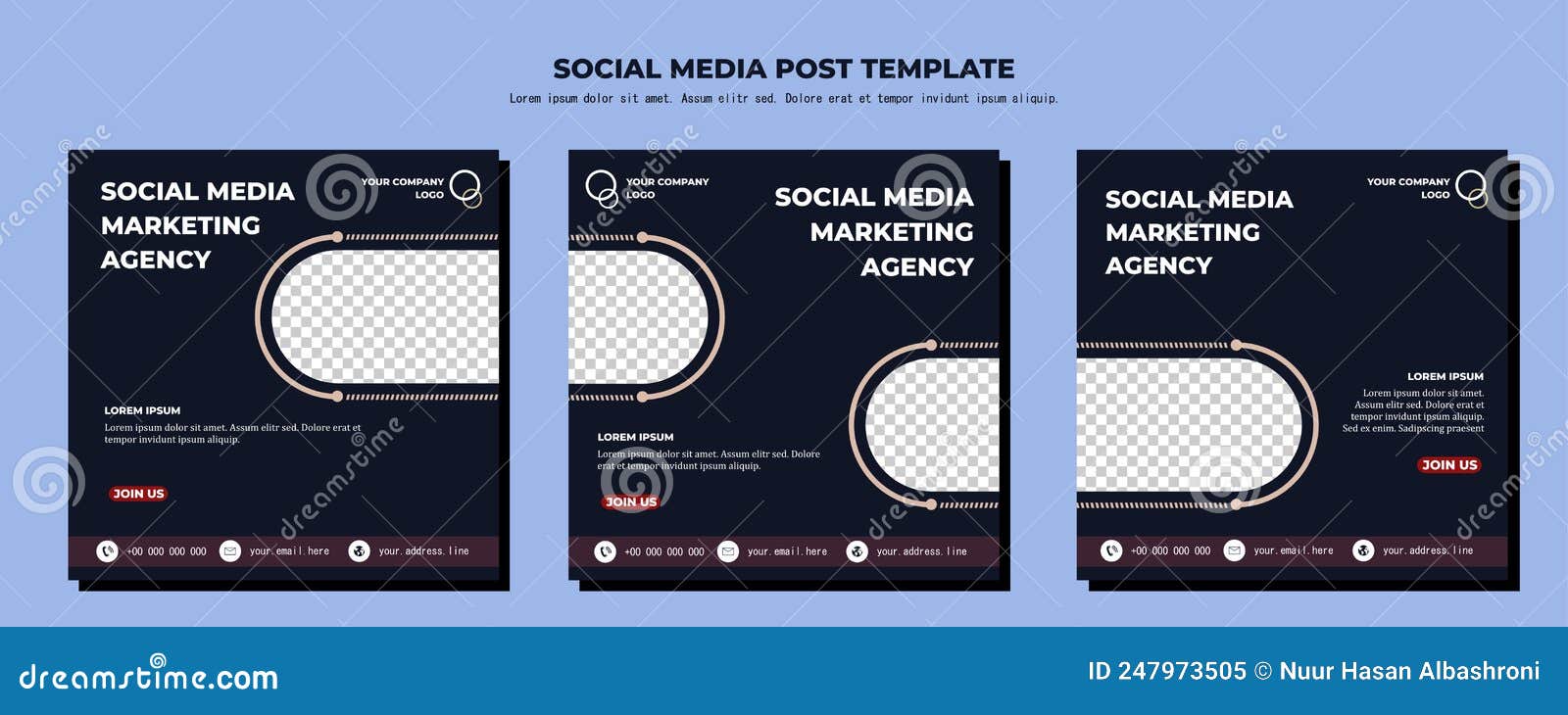 Black Vector Social Media Post Template, Vector Art Illustration and ...