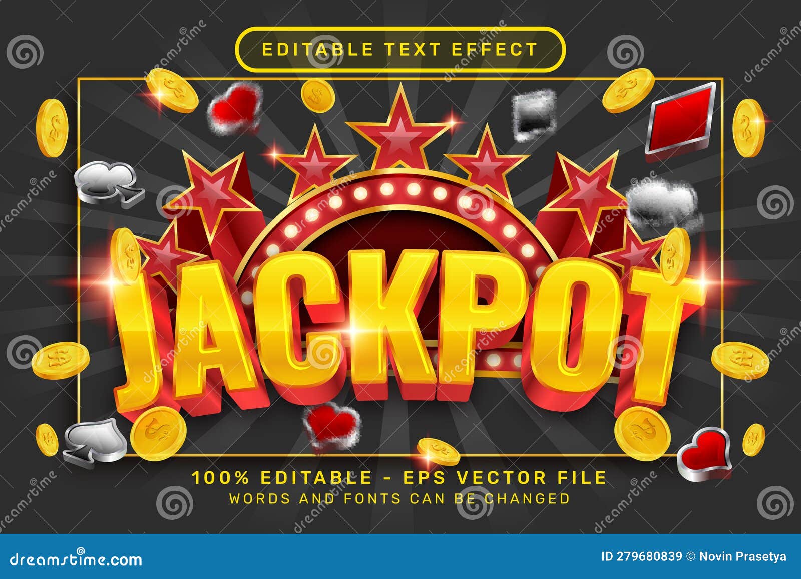 Jackpot 3d Text Effect and Editable Text Effect Stock Vector ...