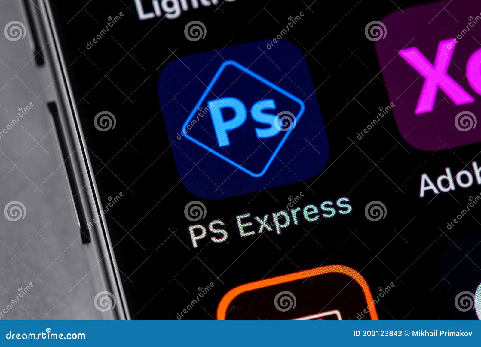 Adobe Photoshop (PS Express) Mobile Icon App on a Screen Smartphone ...