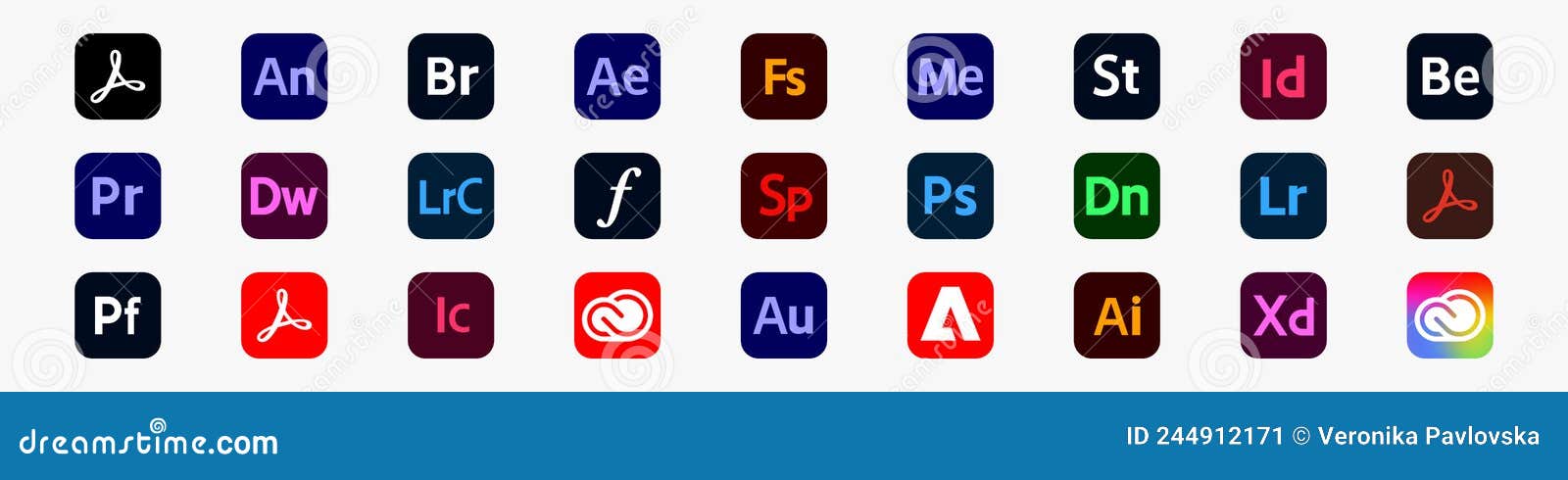 Adobe Products Icon Set: Illustrator, Photoshop, InDesign, Premiere Pro ... Adobe Products Icon Set: Illustrator, Photoshop, InDesign, Premiere Pro ...