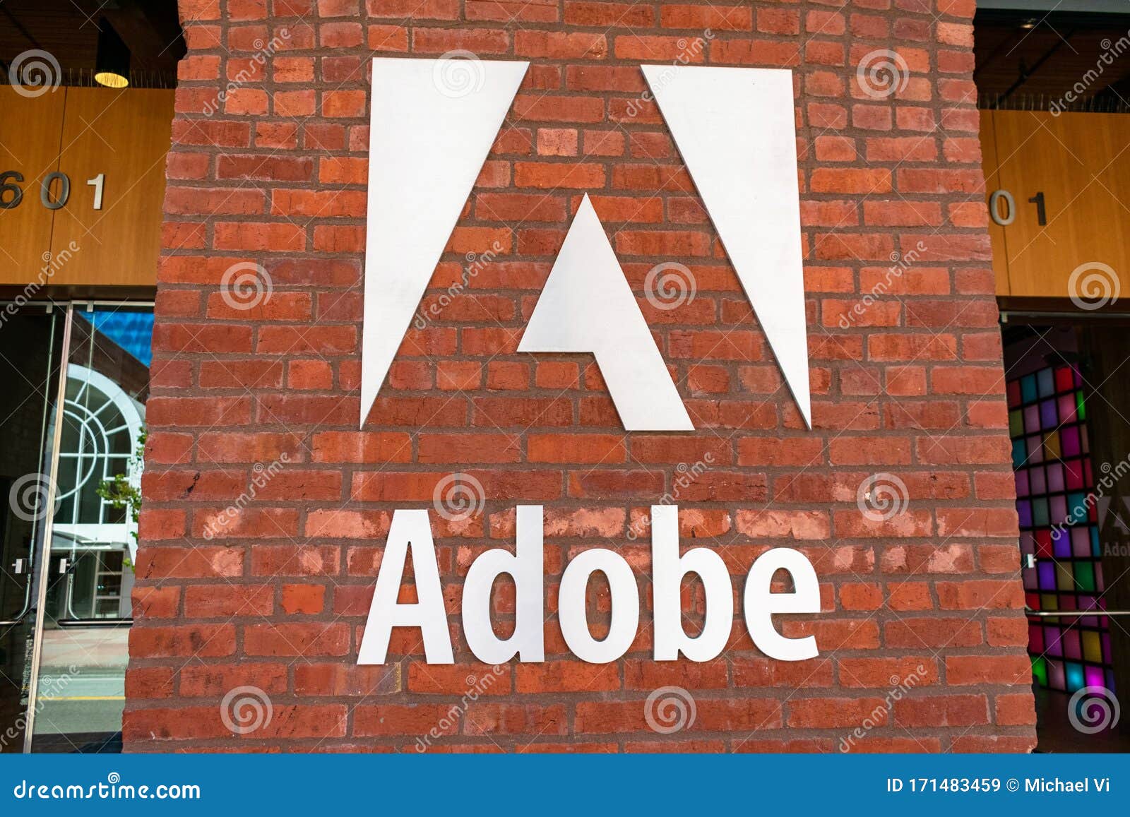 Adobe Systems Logo on the Brick Facade of Computer Software Company ...