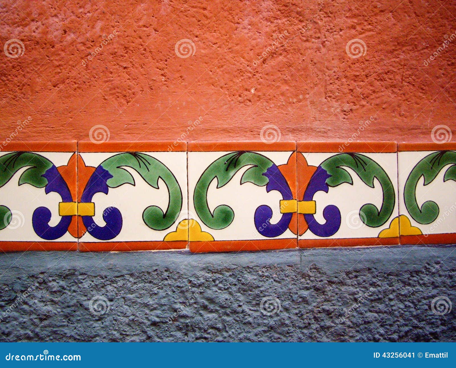 Adobe wall with color tile stock image. Image of mexico - 43256041