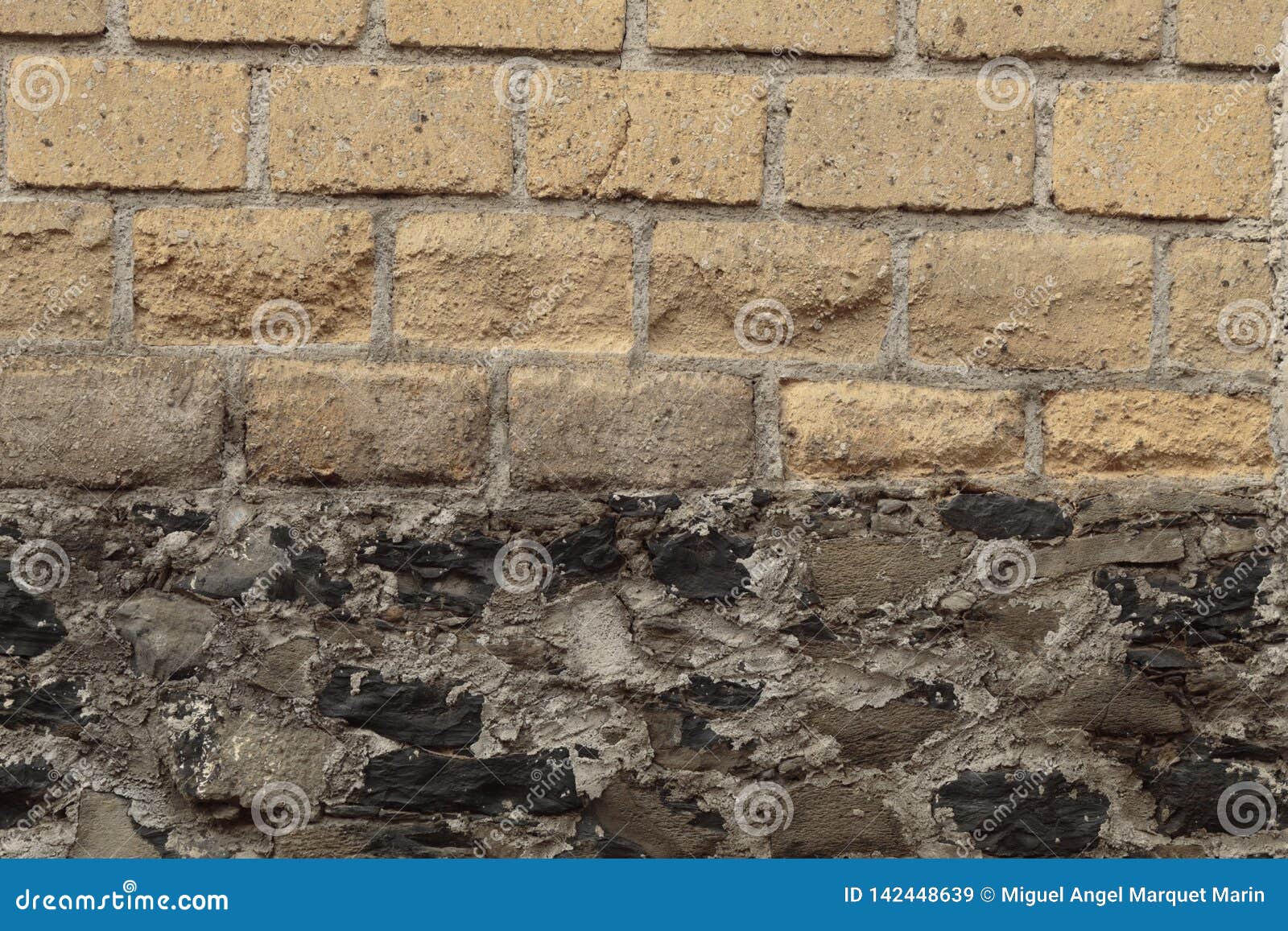 Adobe Wall and Stone Base, Horizontal Format Stock Image - Image of ...