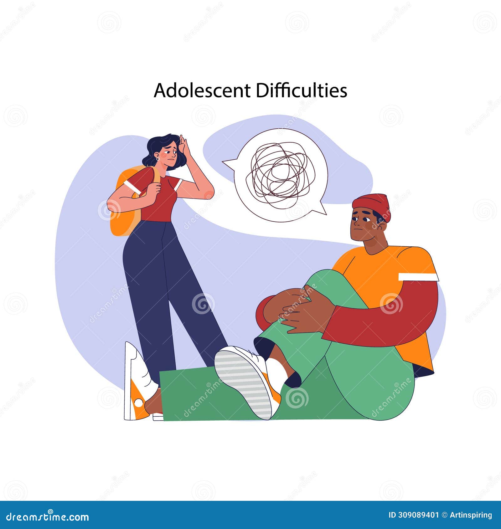 Adolescent Difficulties Concept. Flat Vector Illustration ...