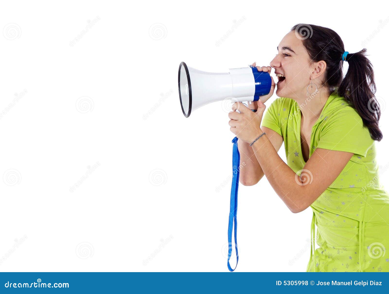 Adolescent met megafoon stock foto. Image of groen, achtergrond - 5305998