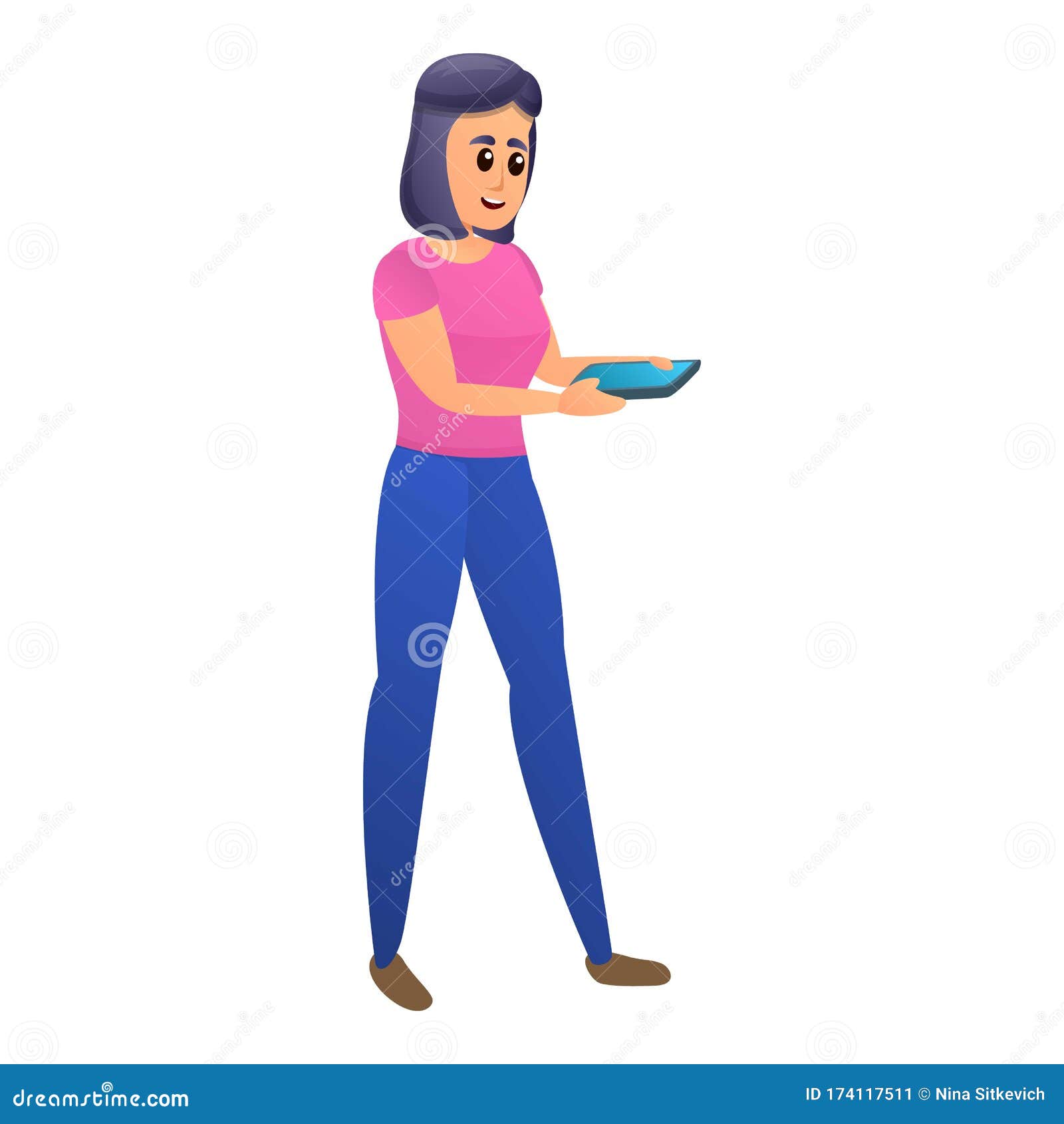 Adolescent With Smartphone Icon, Cartoon Style Stock Vector ...