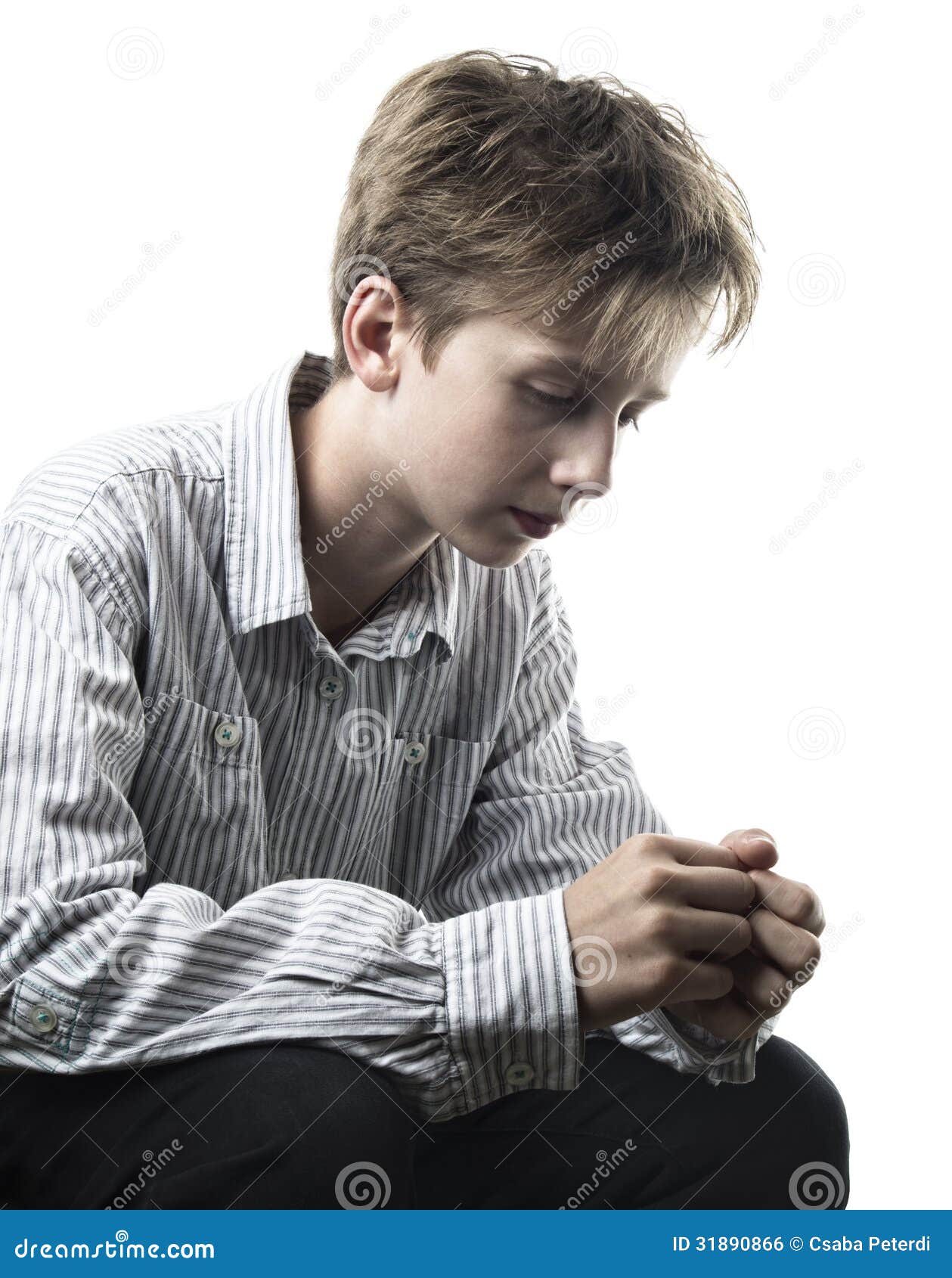 Adolescente Afligido Isolado No Branco Foto de Stock - Imagem de ...