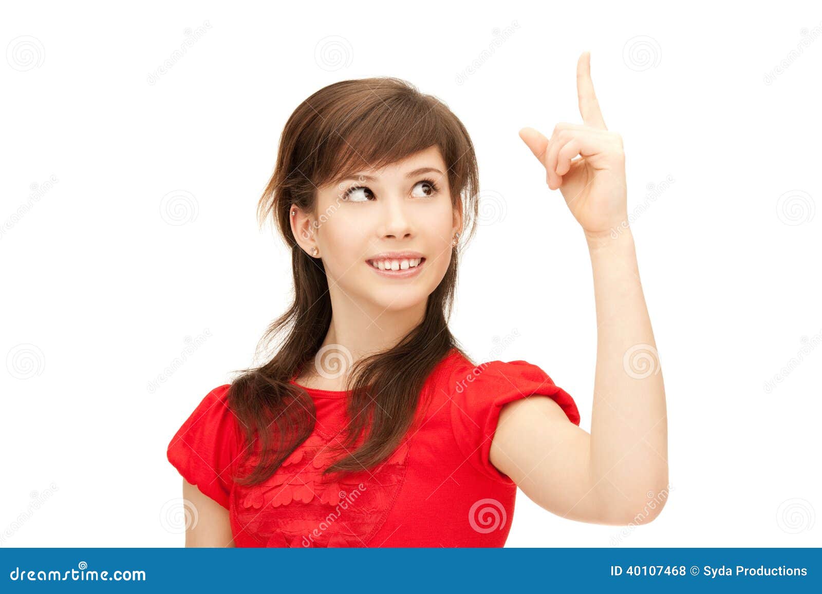 Adolescente Con Il Suo Dito Su Fotografia Stock - Immagine di signora ...